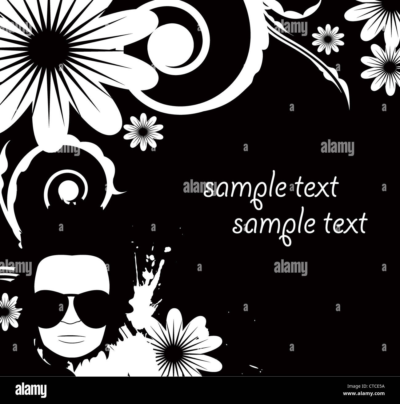 vector floral background with funky face and splash Stock Photo - Alamy