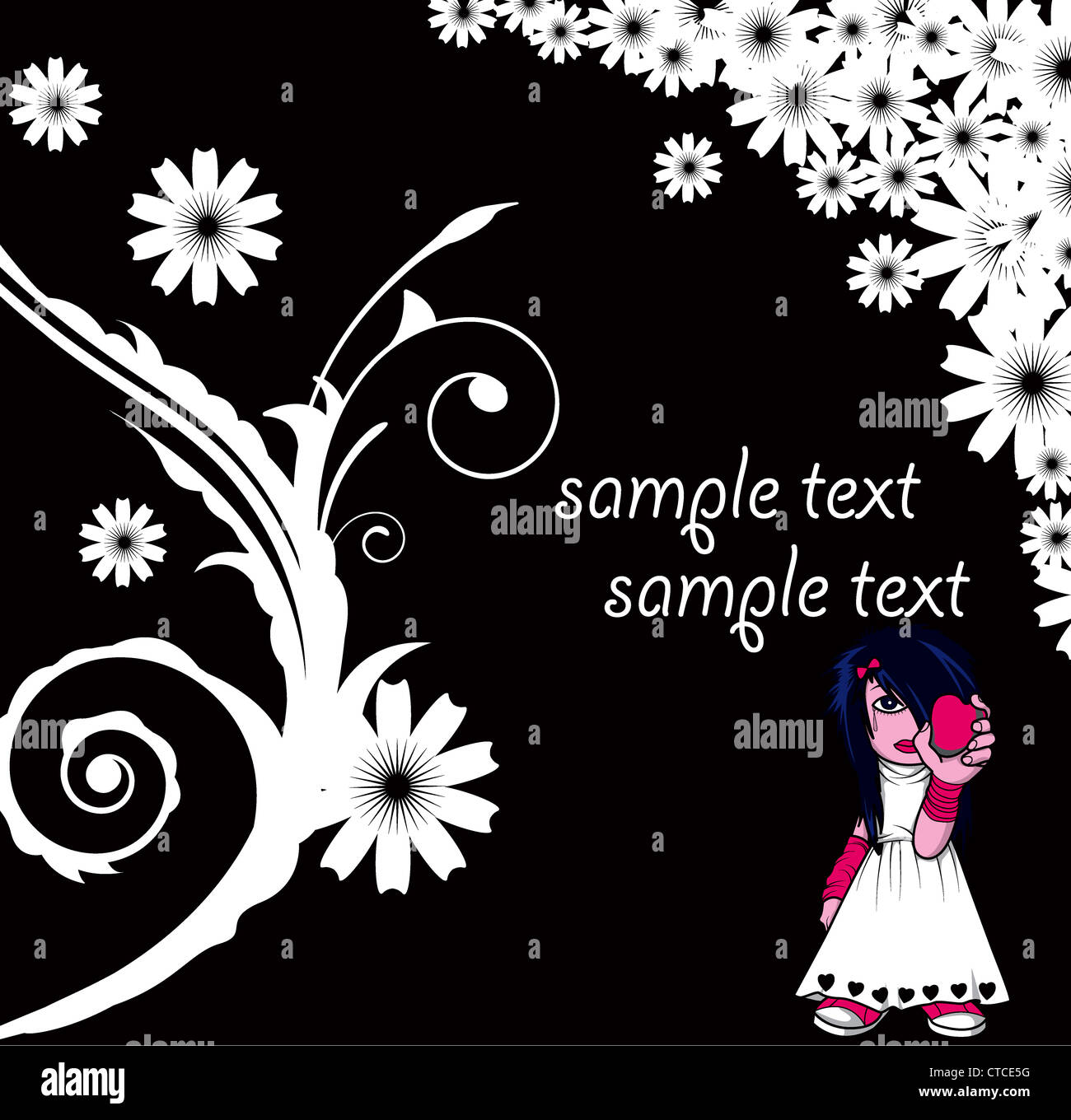 vector floral background with emo kid Stock Photo - Alamy