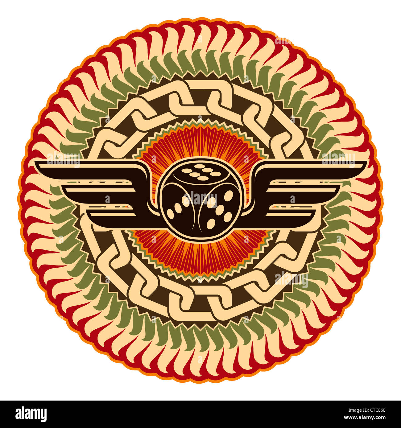 Illustrated conceptual emblem with dice Stock Photo - Alamy