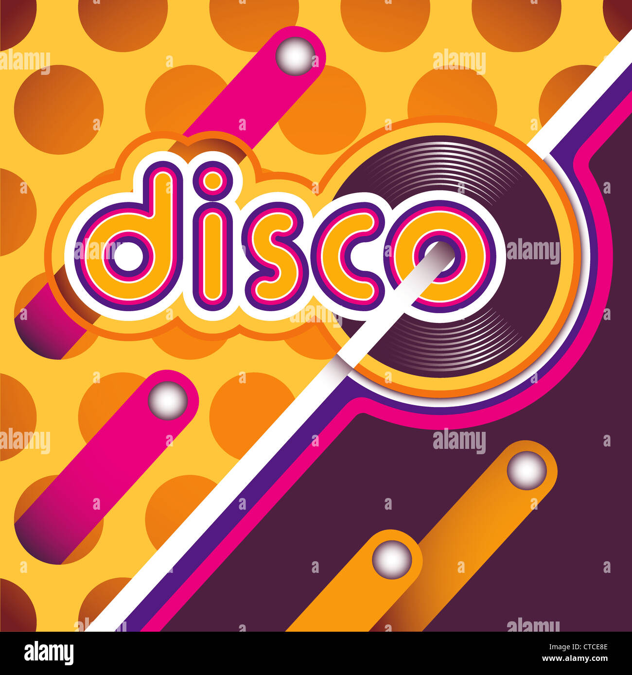 Illustrated disco background in color Stock Photo - Alamy