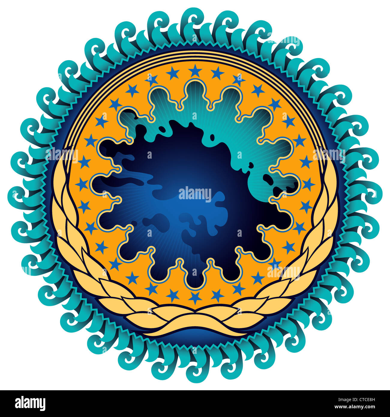 Illustrated emblem with abstract shapes Stock Photo - Alamy