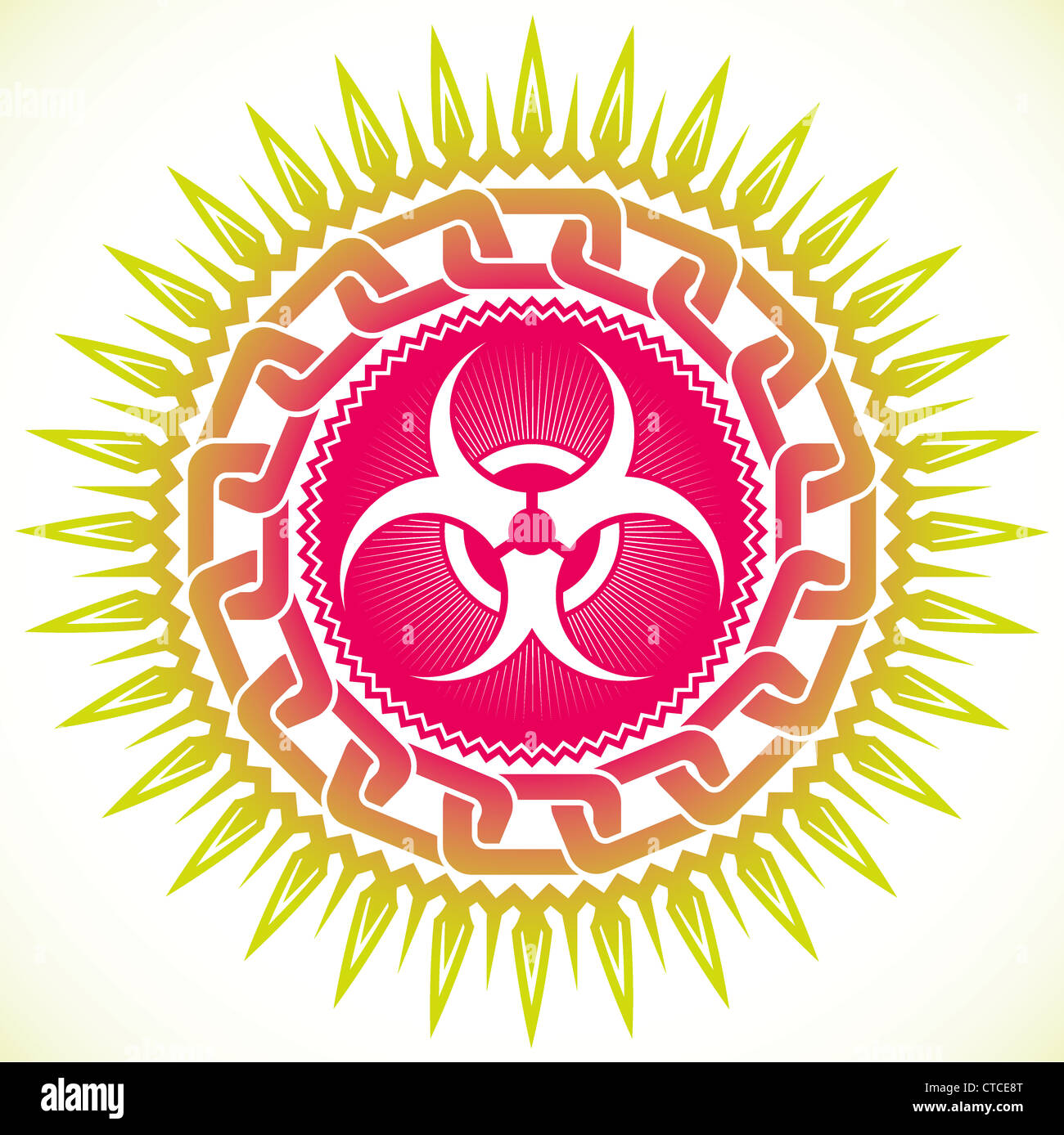 Illustrated emblem with biohazard sign Stock Photo - Alamy