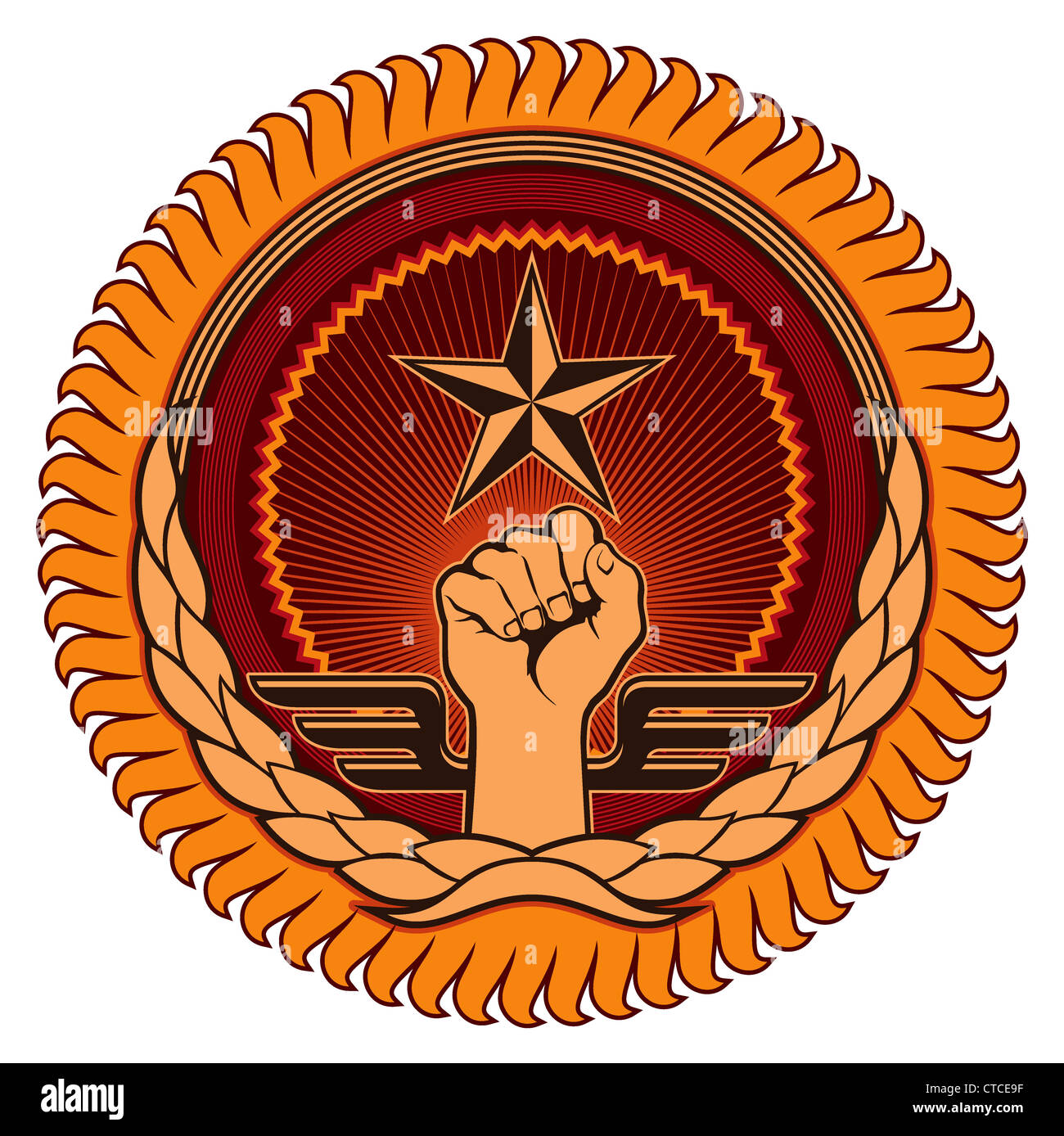 Illustrated emblem with retro elements Stock Photo - Alamy