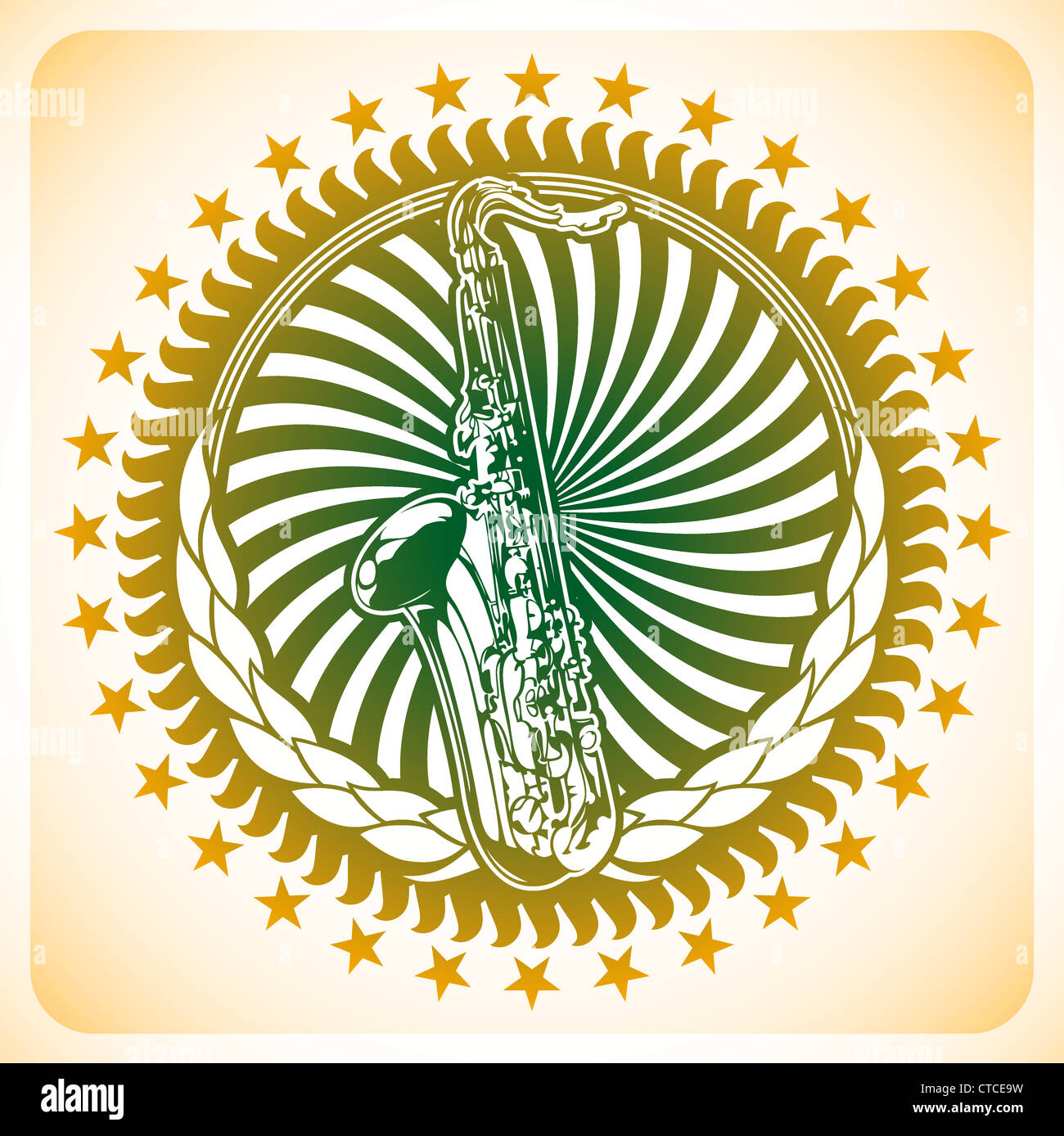 Illustrated emblem with saxophone Stock Photo - Alamy
