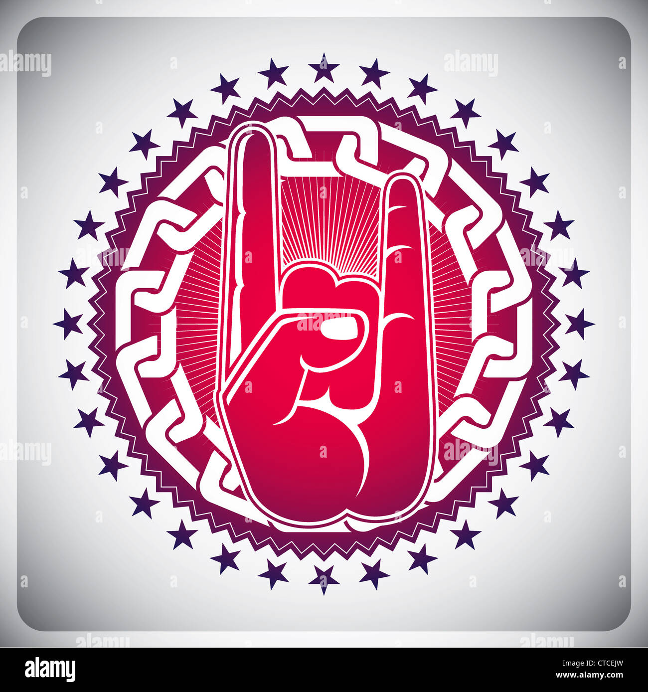 Illustrated rock and roll emblem Stock Photo - Alamy