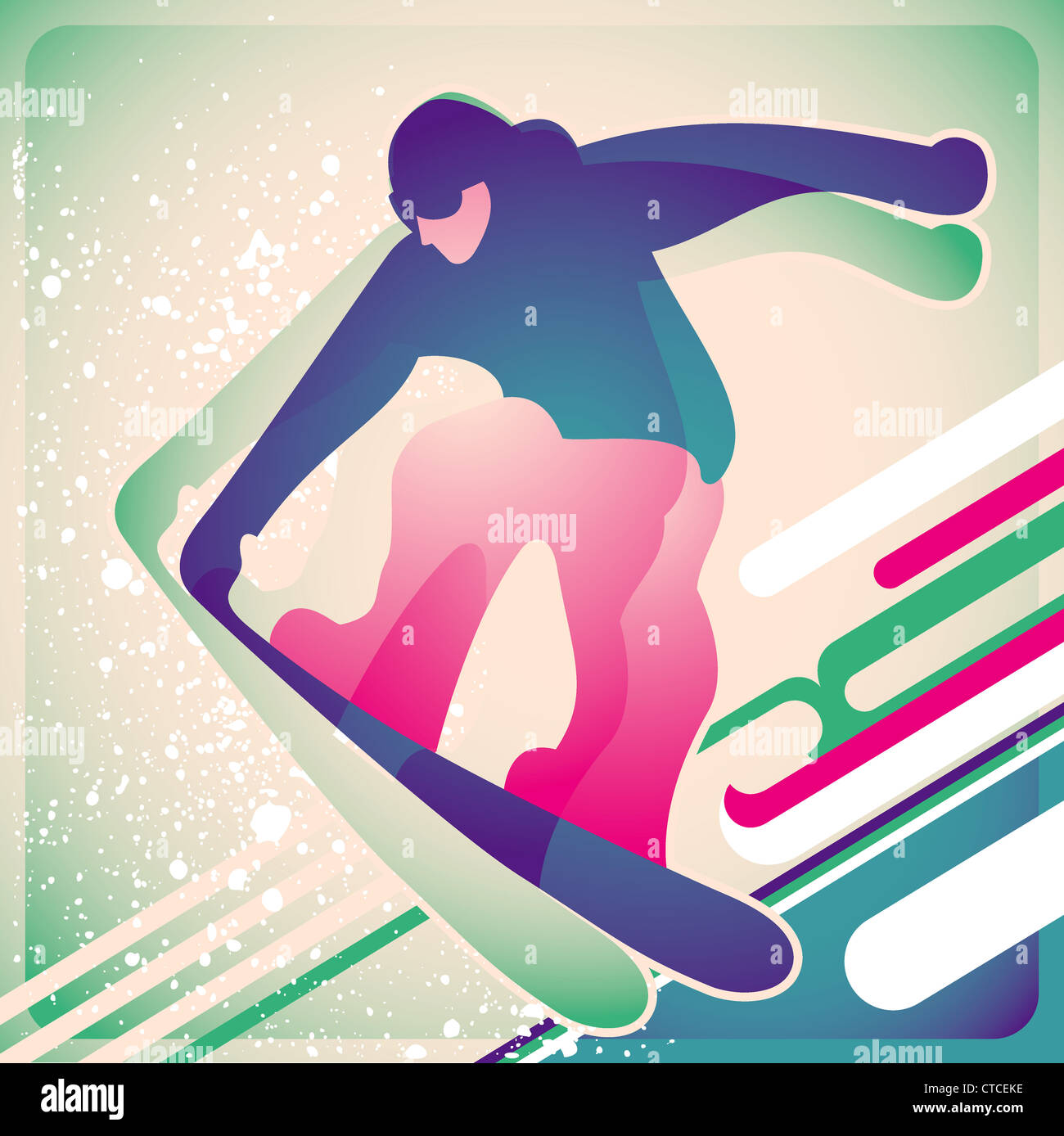 Illustrated snowboarding poster Stock Photo - Alamy