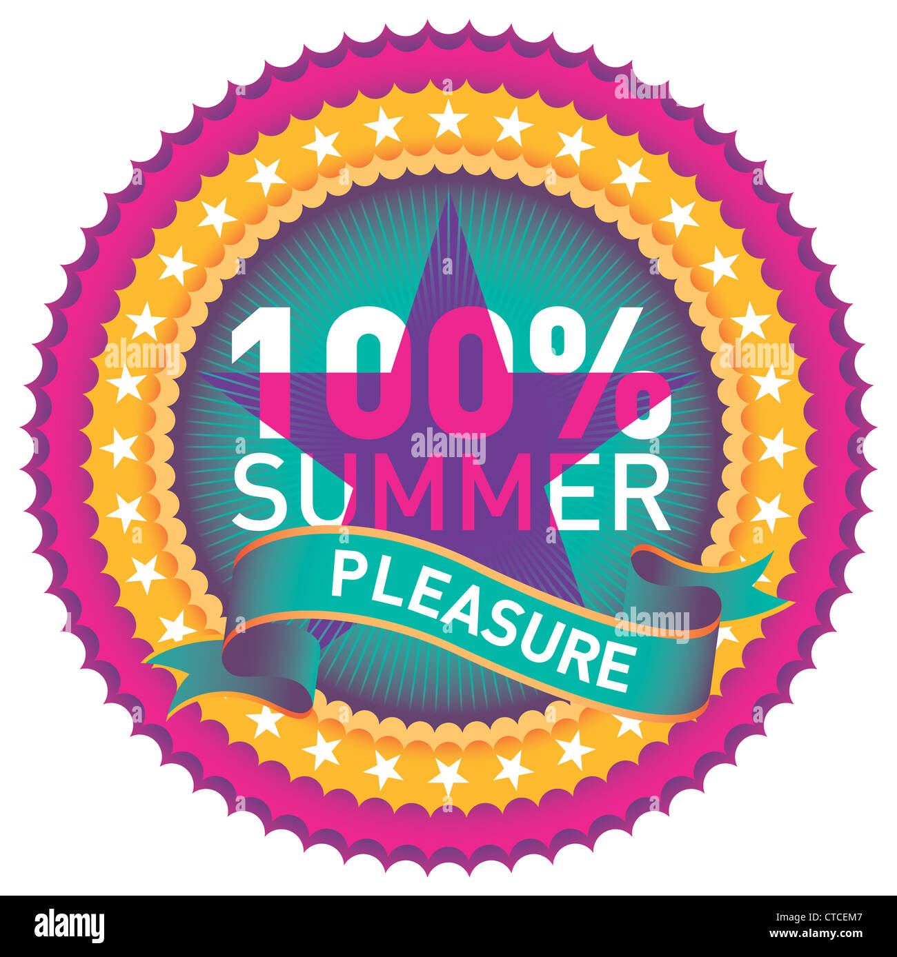 Illustrated summer label in color Stock Photo - Alamy
