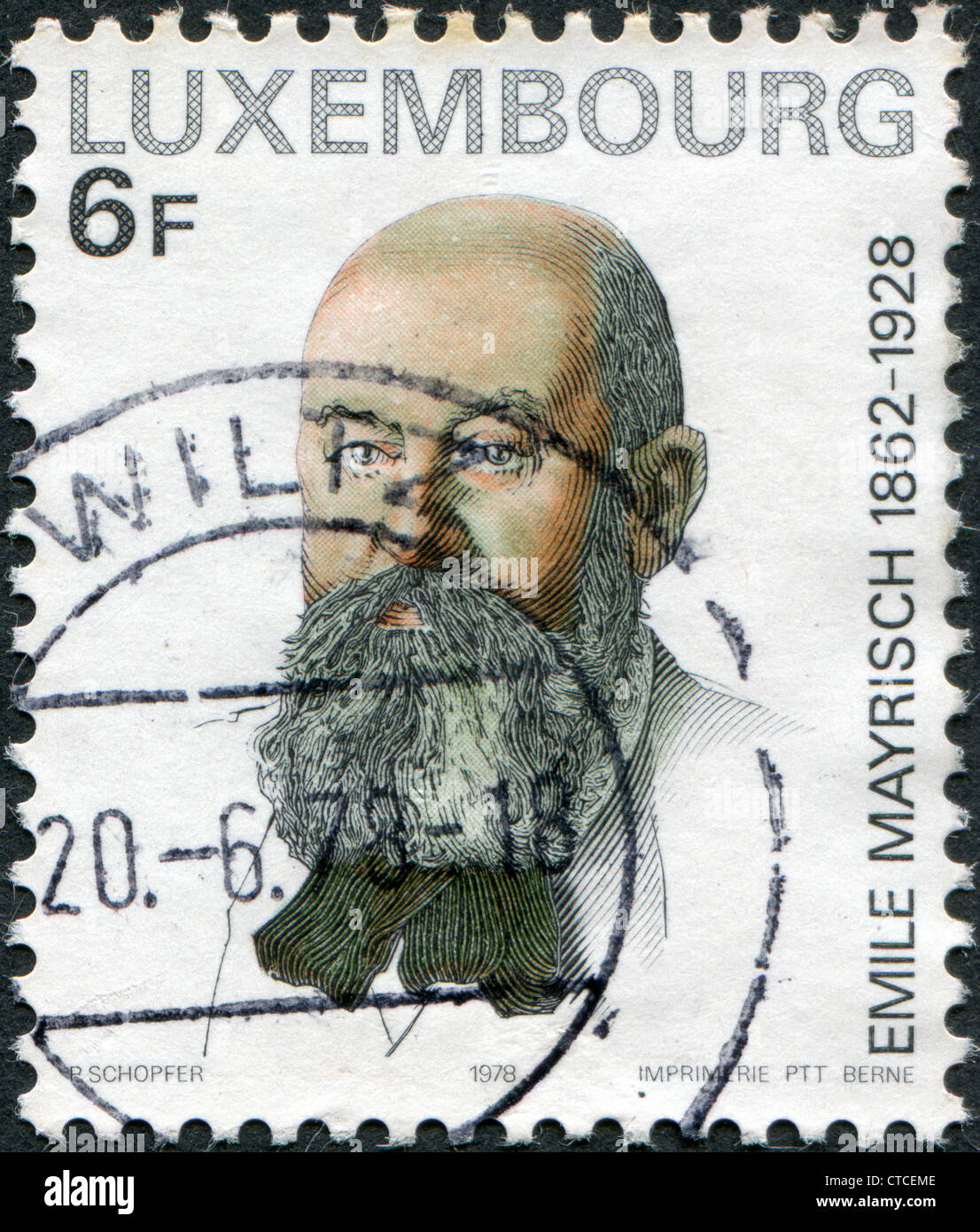 LUXEMBOURG - CIRCA 1978: A stamp printed in Luxembourg, shows Emile ...