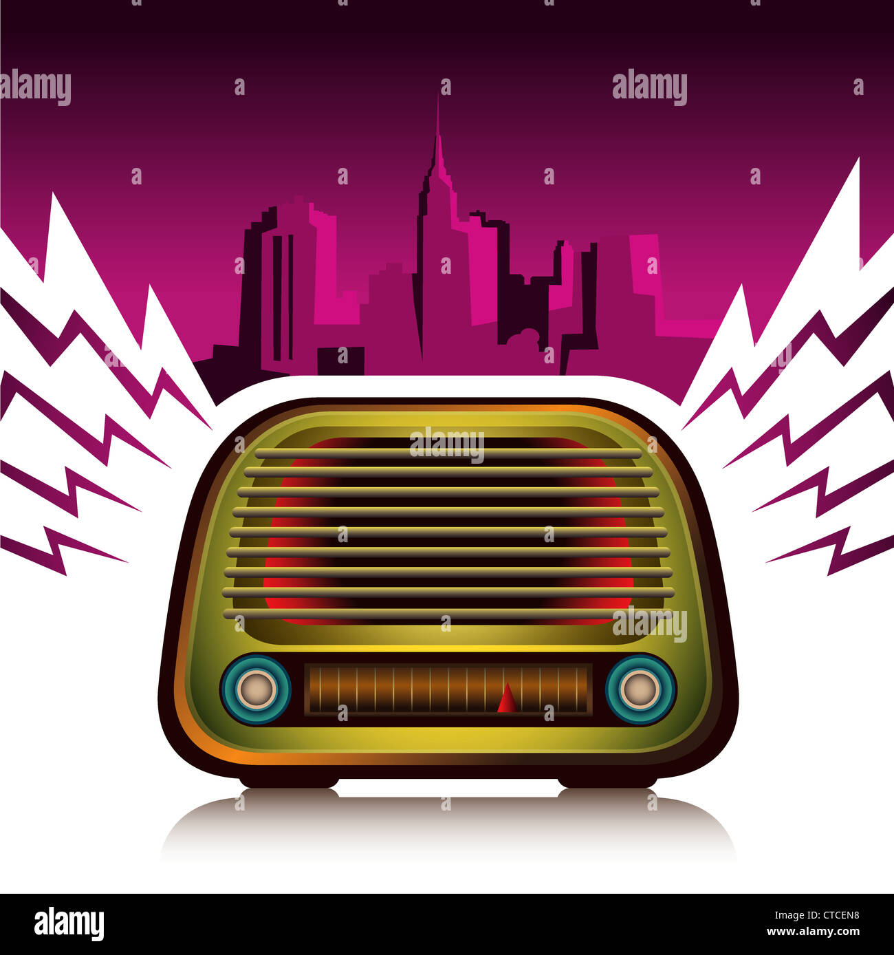 Illustration of colorful retro radio Stock Photo - Alamy
