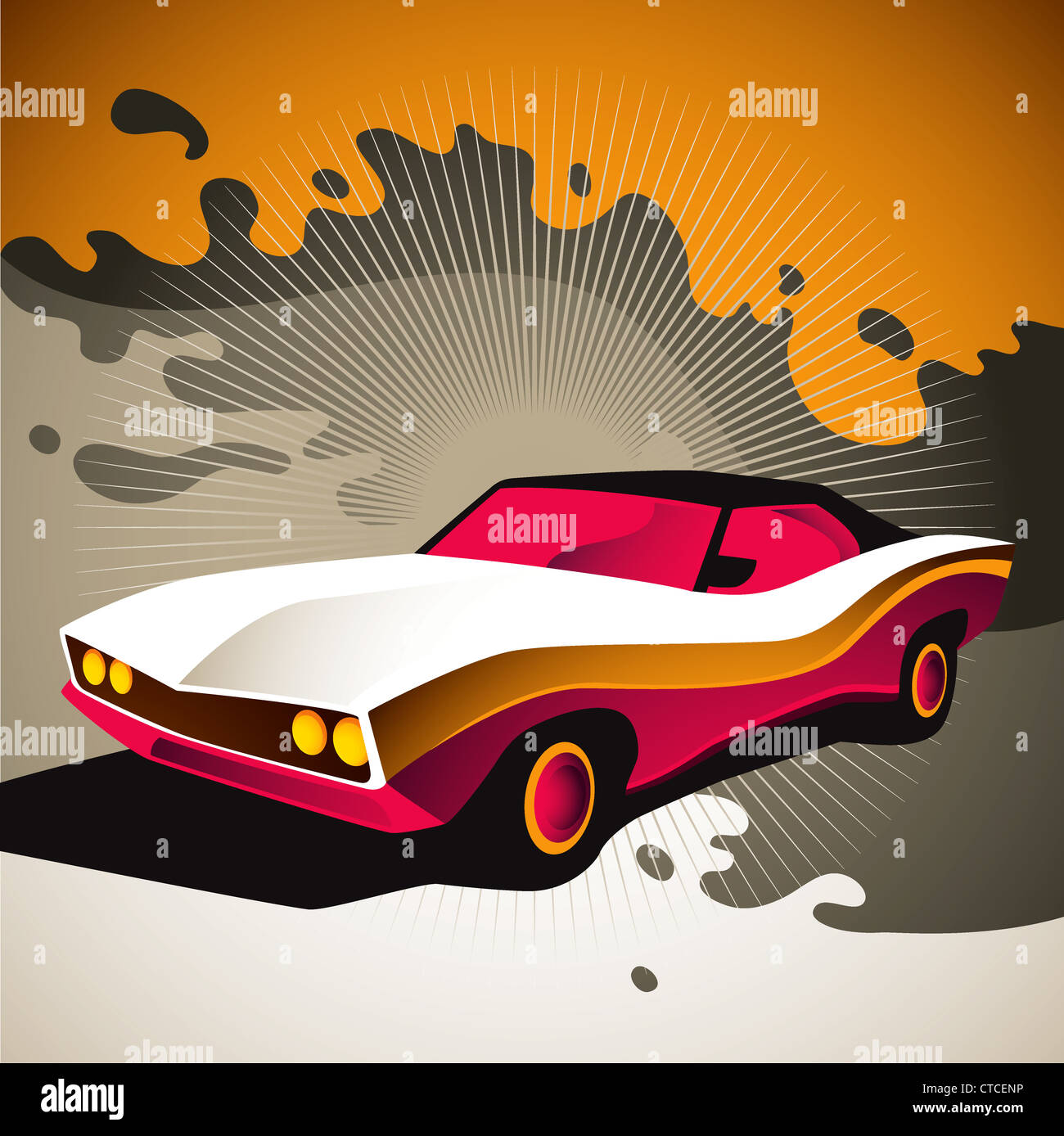 Illustration of stylized muscle car Stock Photo - Alamy