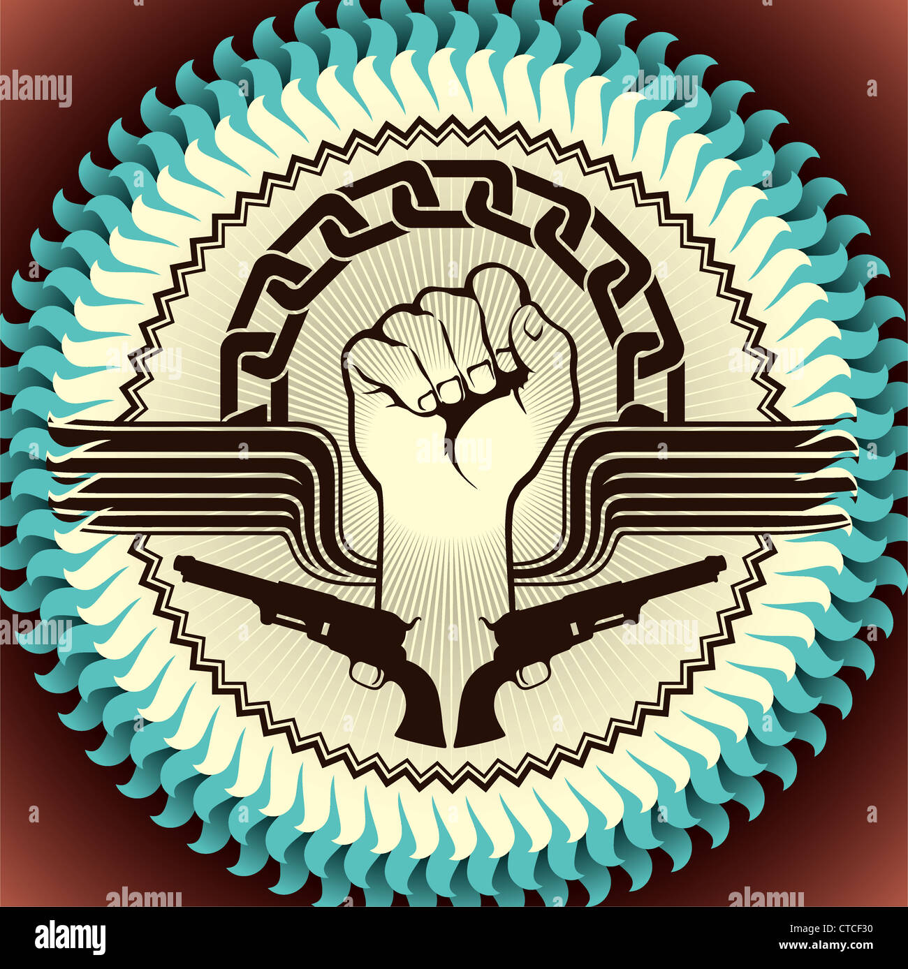 Modern crest with stylized objects Stock Photo - Alamy