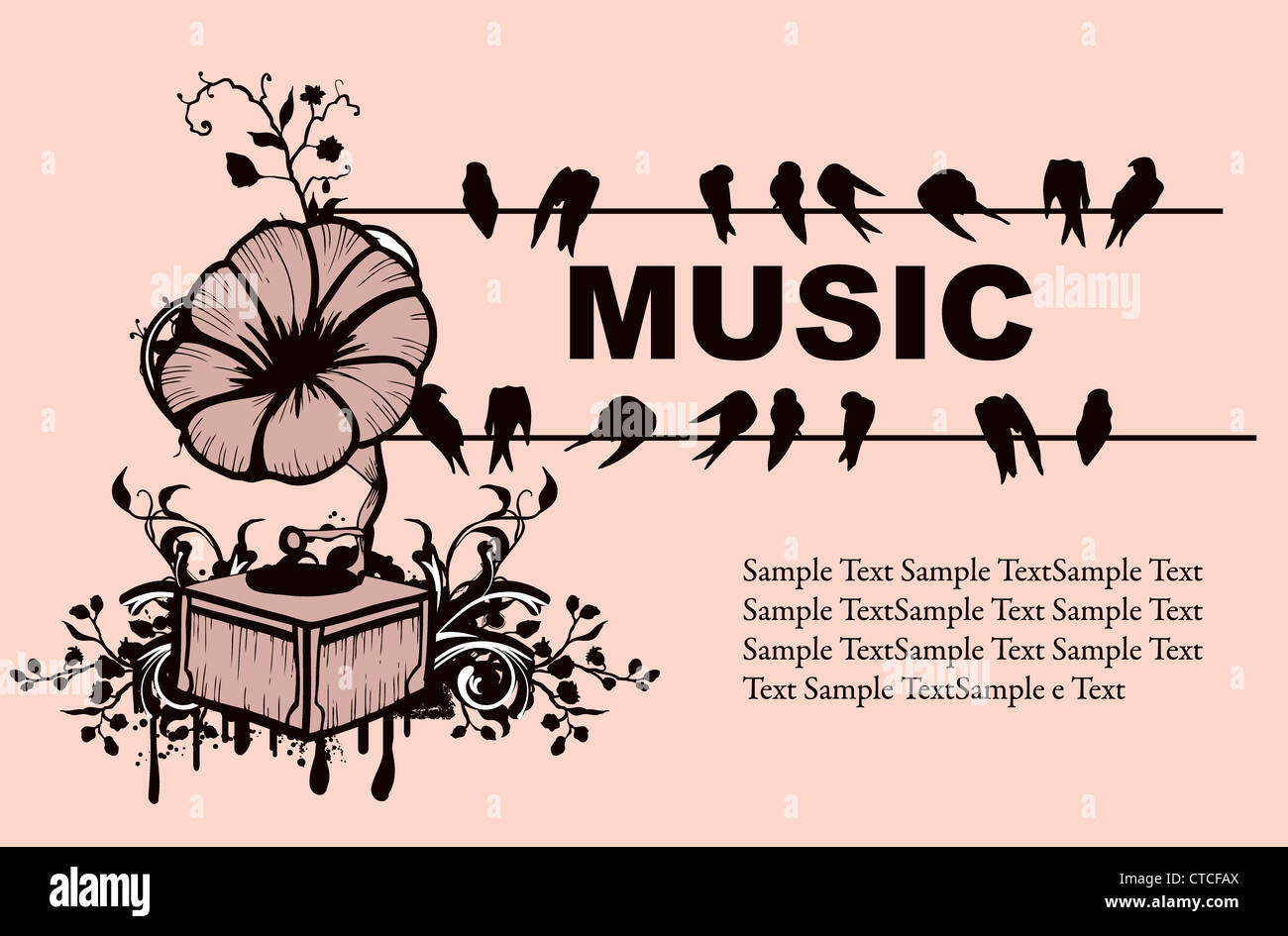 vector concert poster with gramophone Stock Photo - Alamy