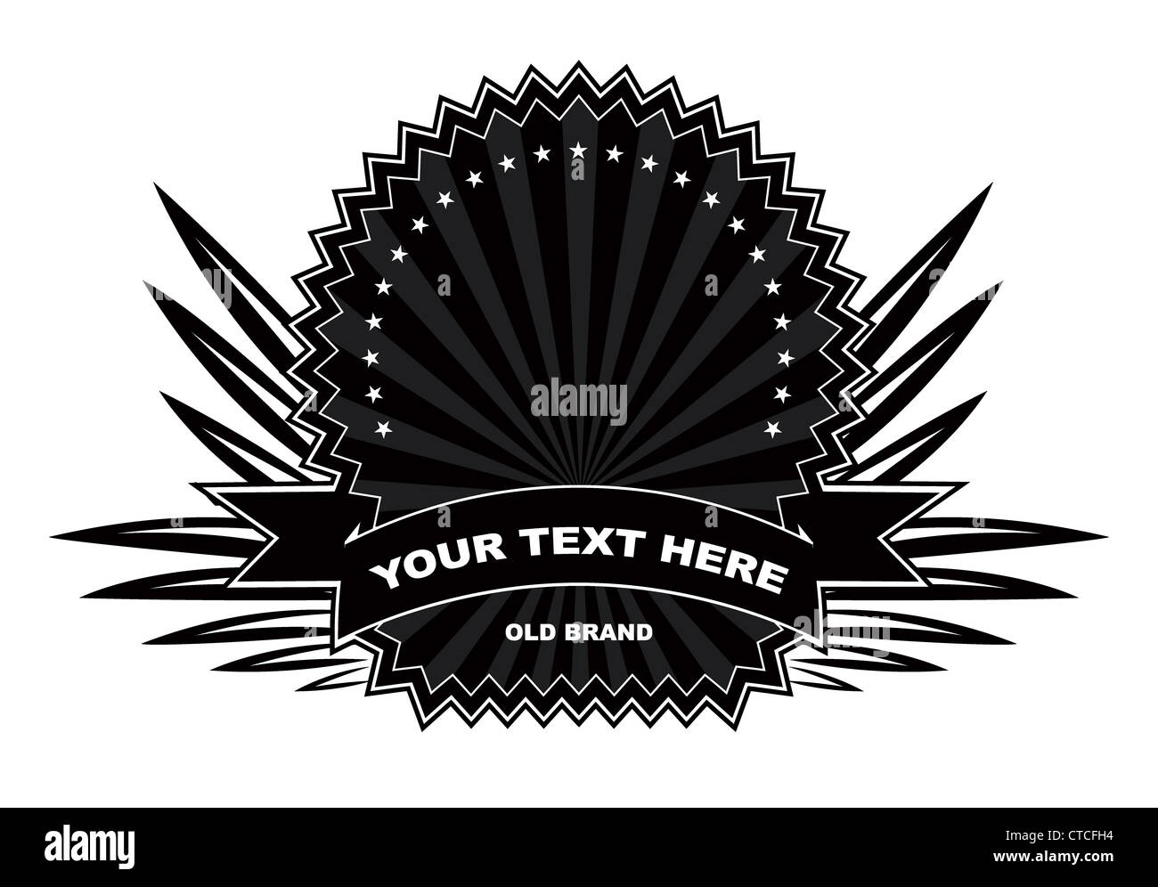 vintage label with scroll vector illustration Stock Photo - Alamy