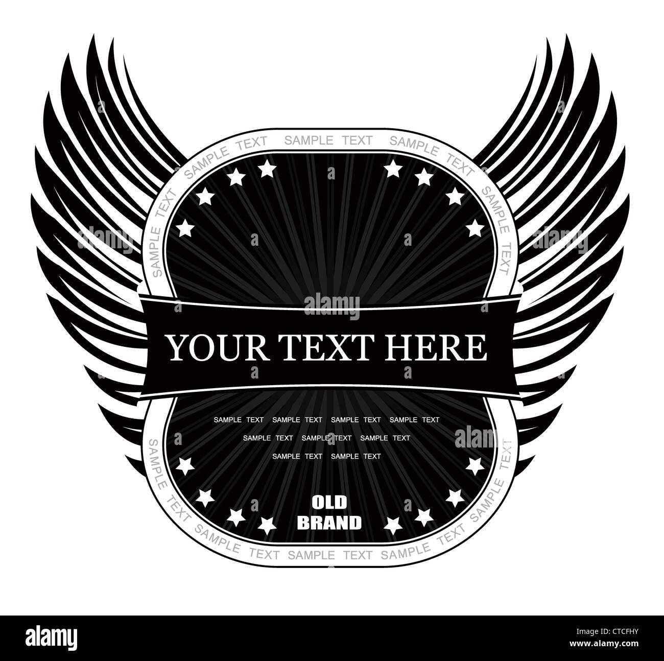 vintage label with scroll vector illustration Stock Photo - Alamy