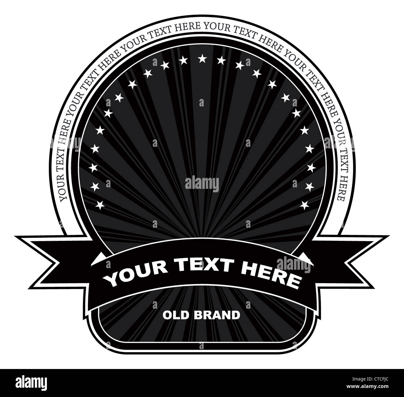 vintage label with scroll vector illustration Stock Photo - Alamy