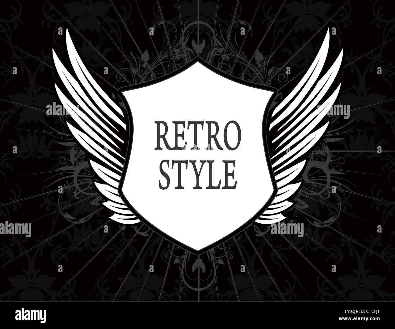 retro label with shield vector illustration Stock Photo - Alamy