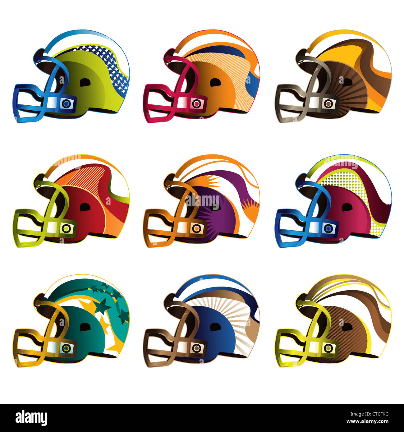 Set of american football helmets Stock Photo - Alamy
