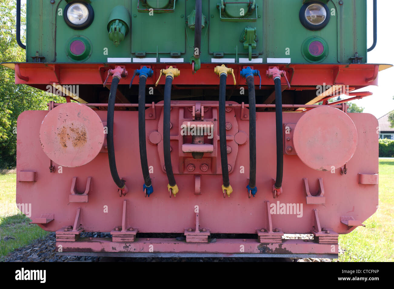 Detail of electric trains closeup Stock Photo - Alamy