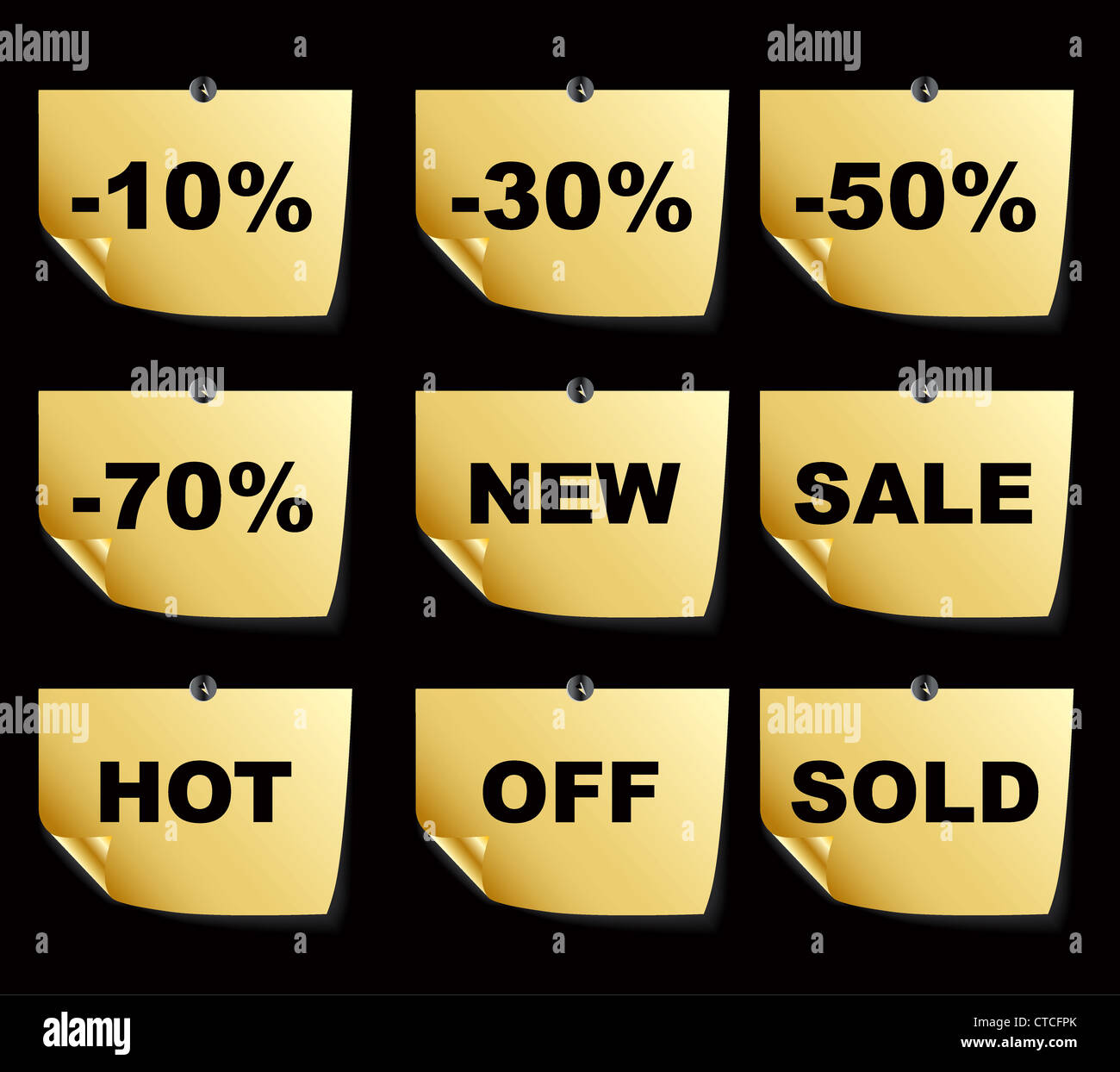 vintage gold stickers vector illustration Stock Photo - Alamy