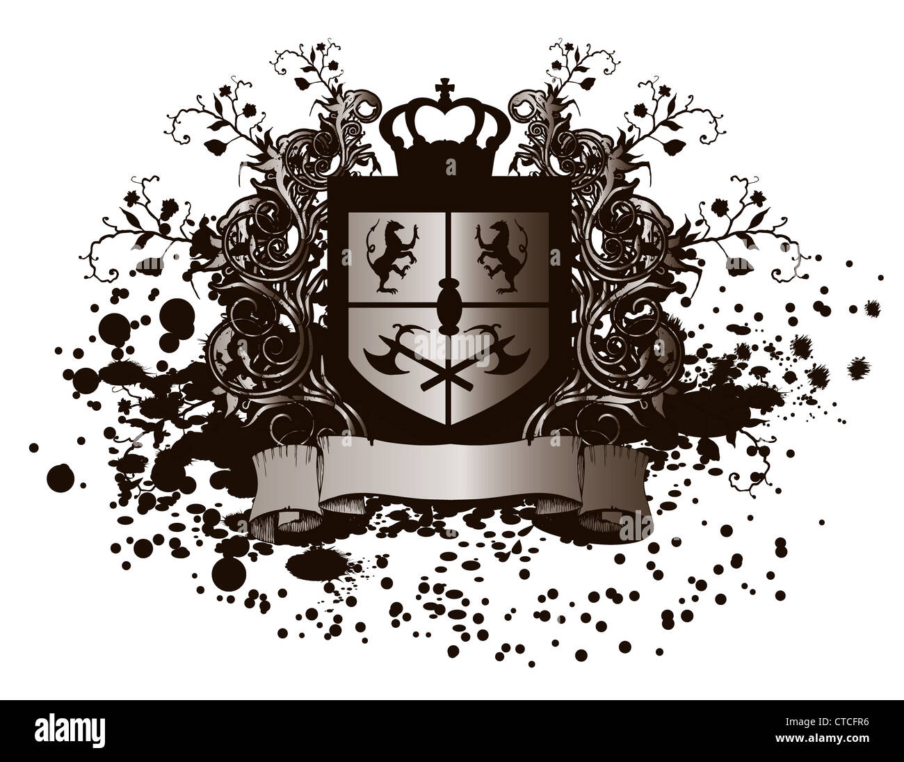 shield with scroll vector illustration Stock Photo - Alamy