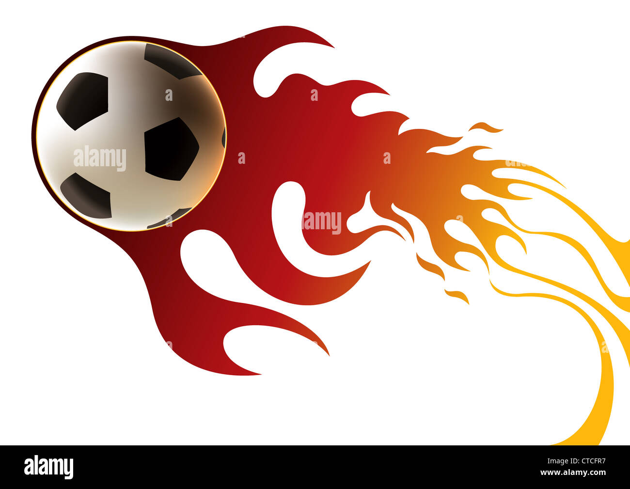 Soccer ball banner with stylized fire Stock Photo - Alamy