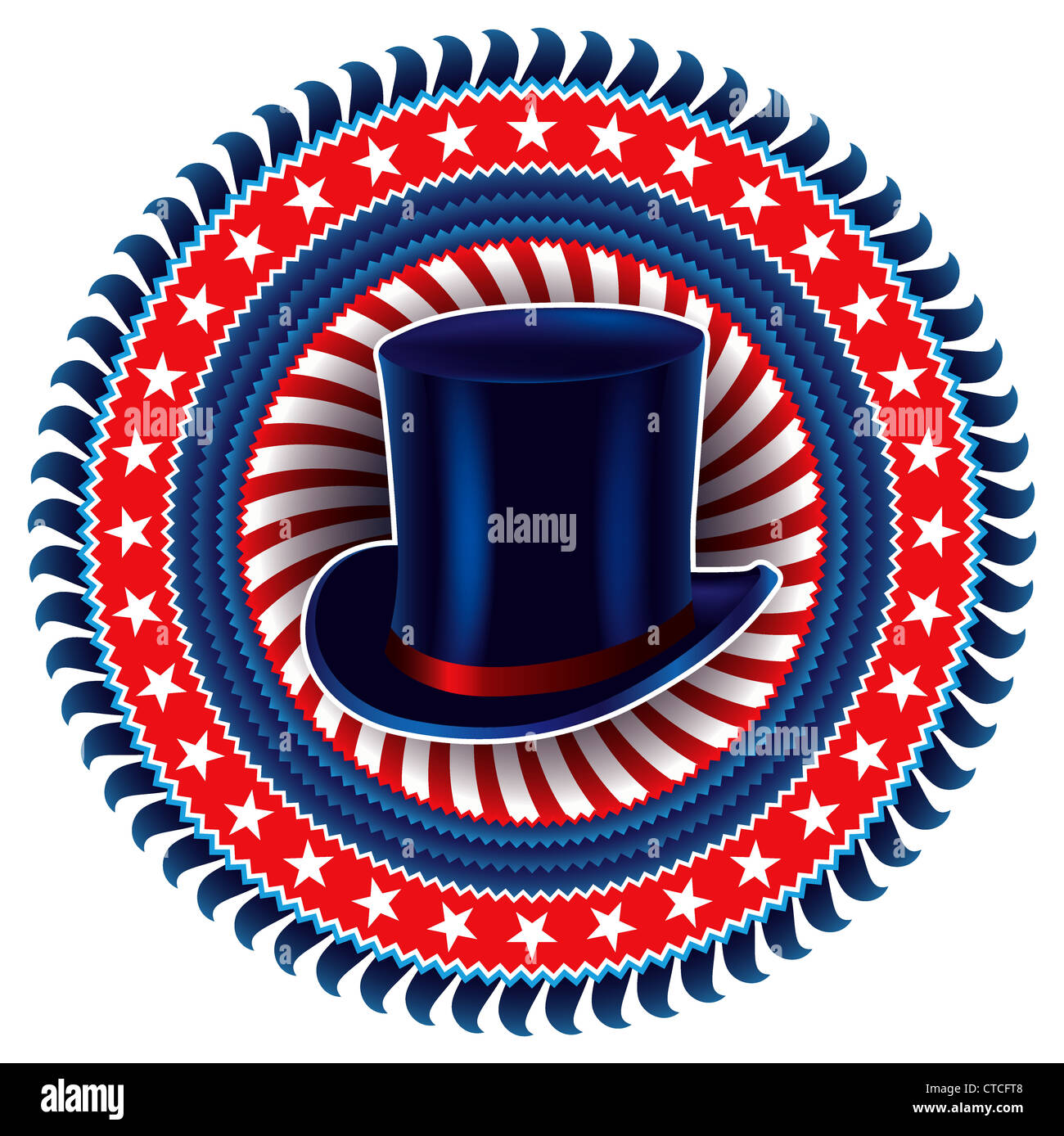 Stylish american label with top hat Stock Photo - Alamy
