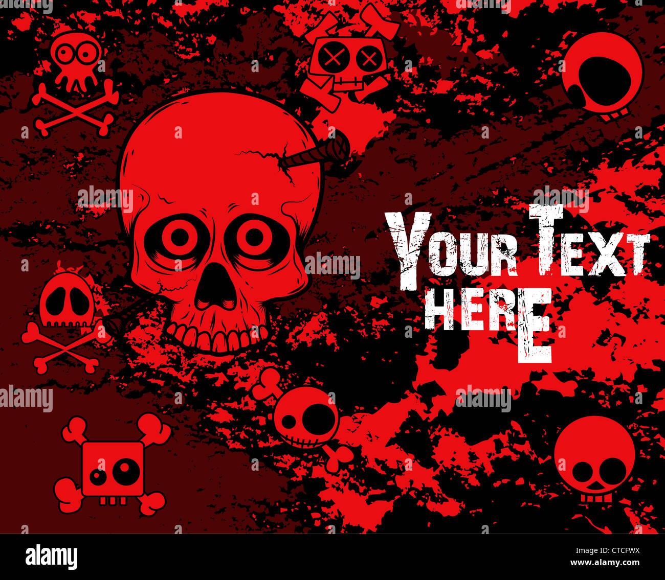 emo background with skulls vector illustration Stock Photo - Alamy