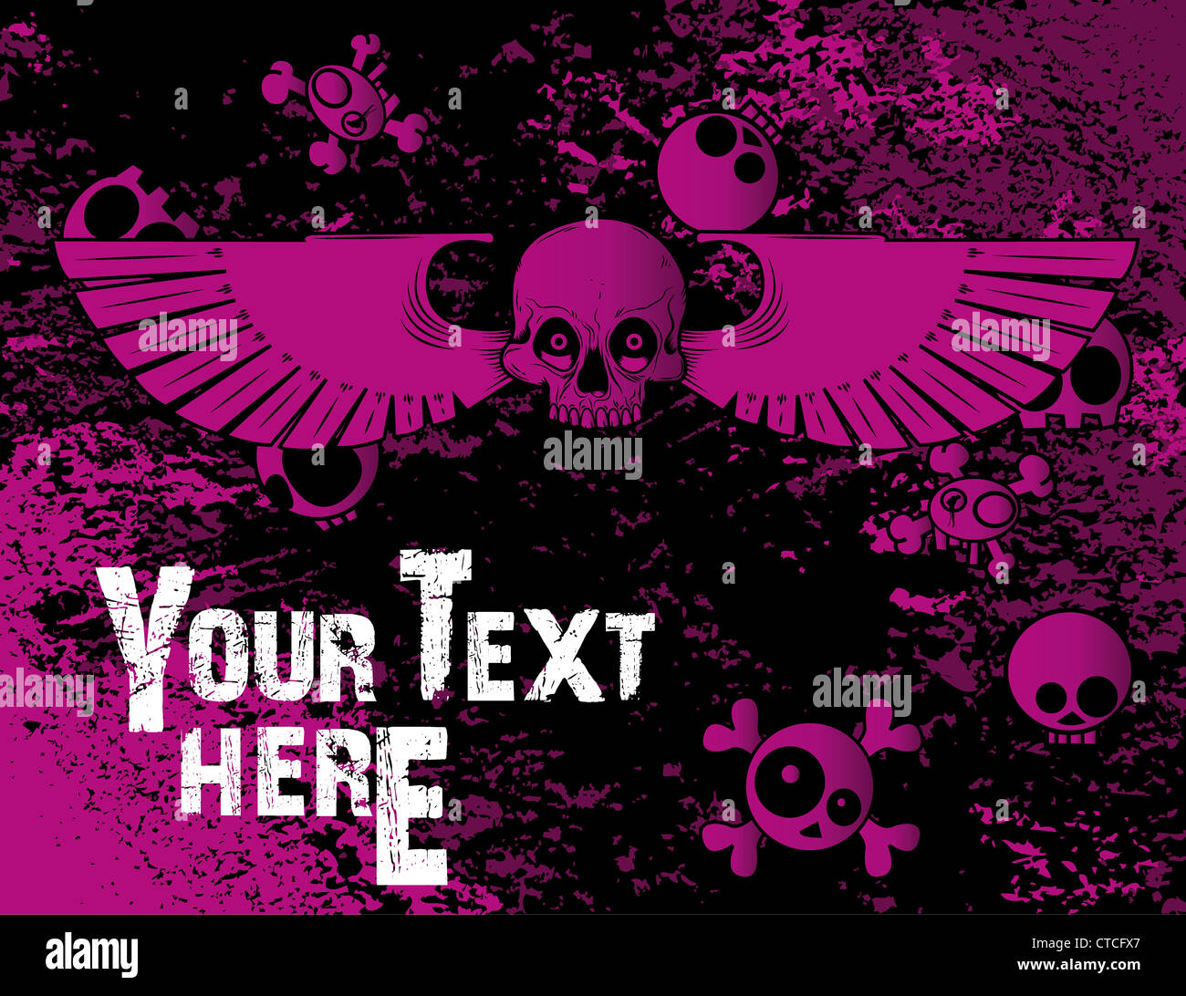 emo background with skulls vector illustration Stock Photo - Alamy
