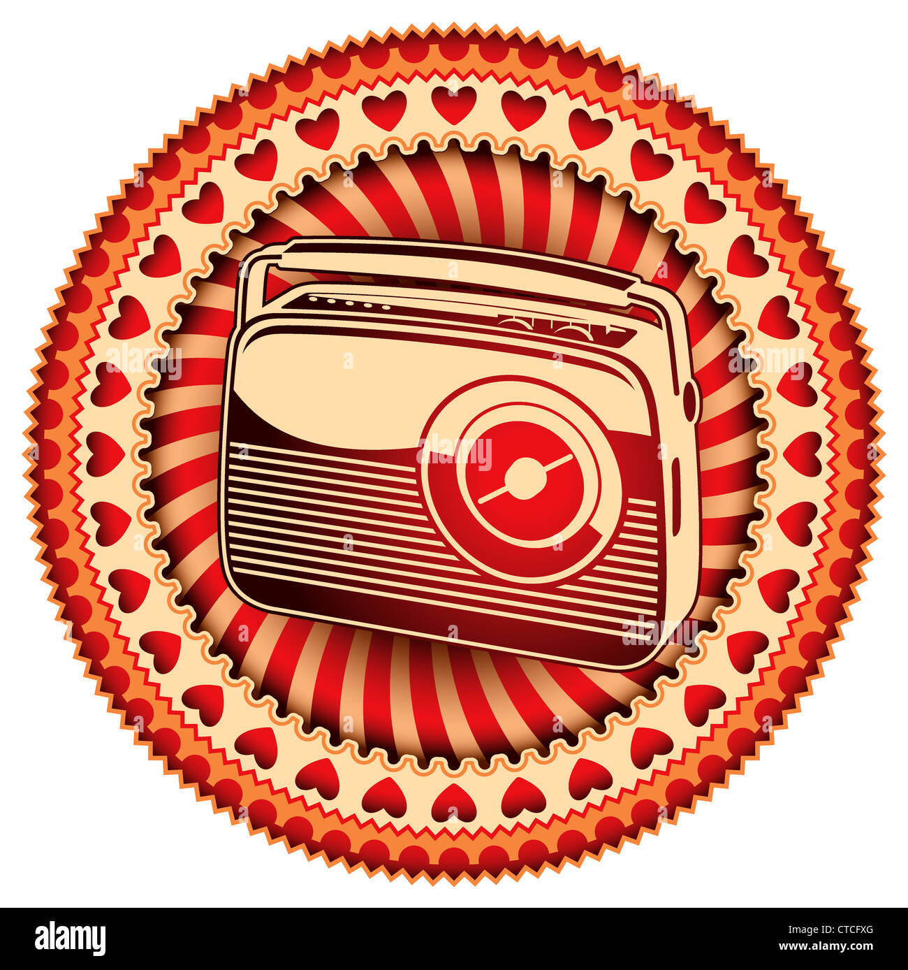 Stylish label with retro radio Stock Photo - Alamy