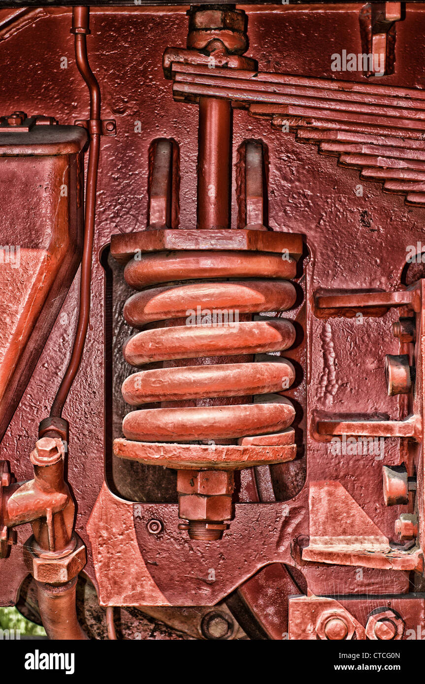 Spring bumper of the locomotive. Close-up. HDRi Stock Photo - Alamy