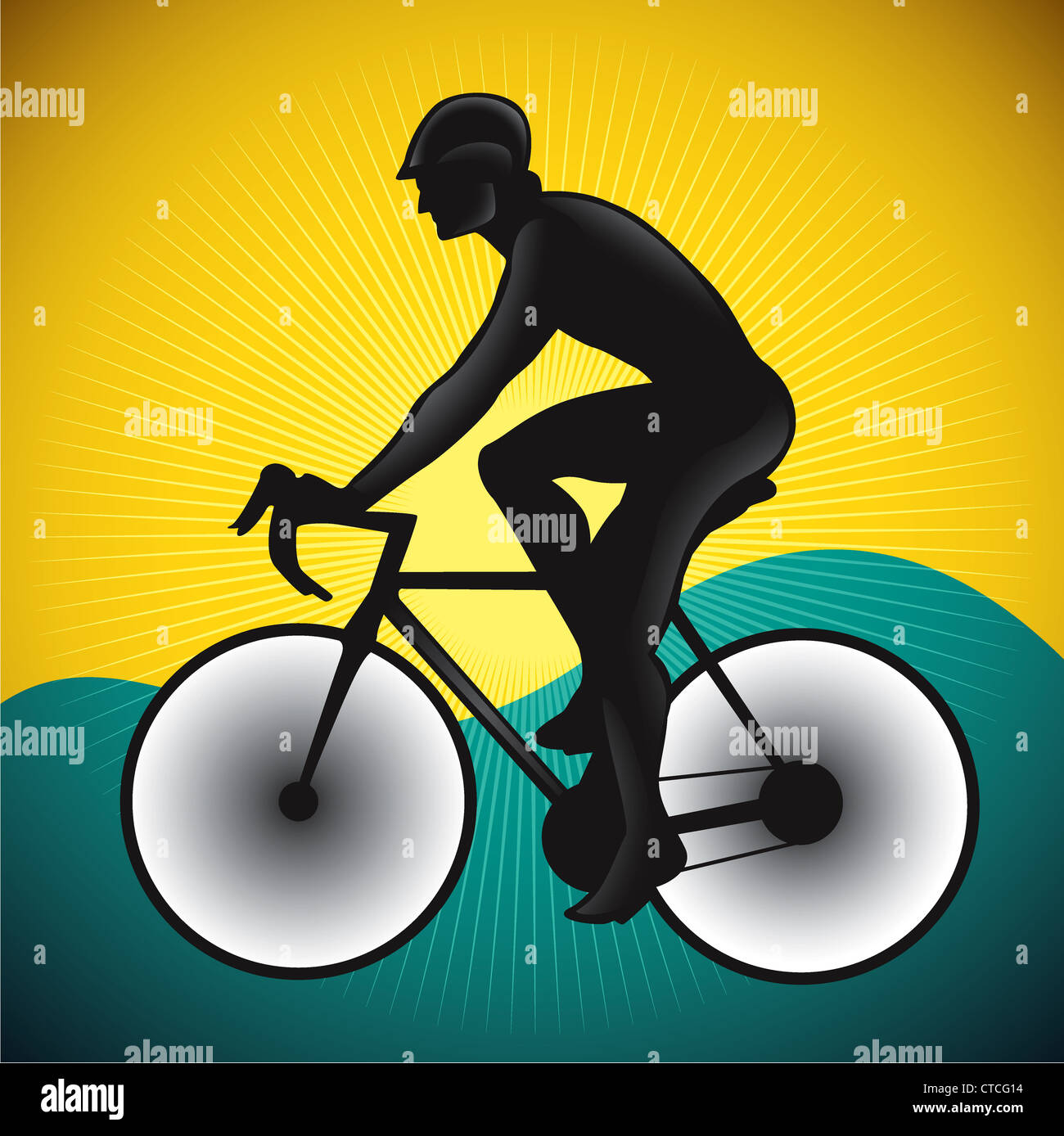 Stylized illustration of bicycle driver Stock Photo - Alamy