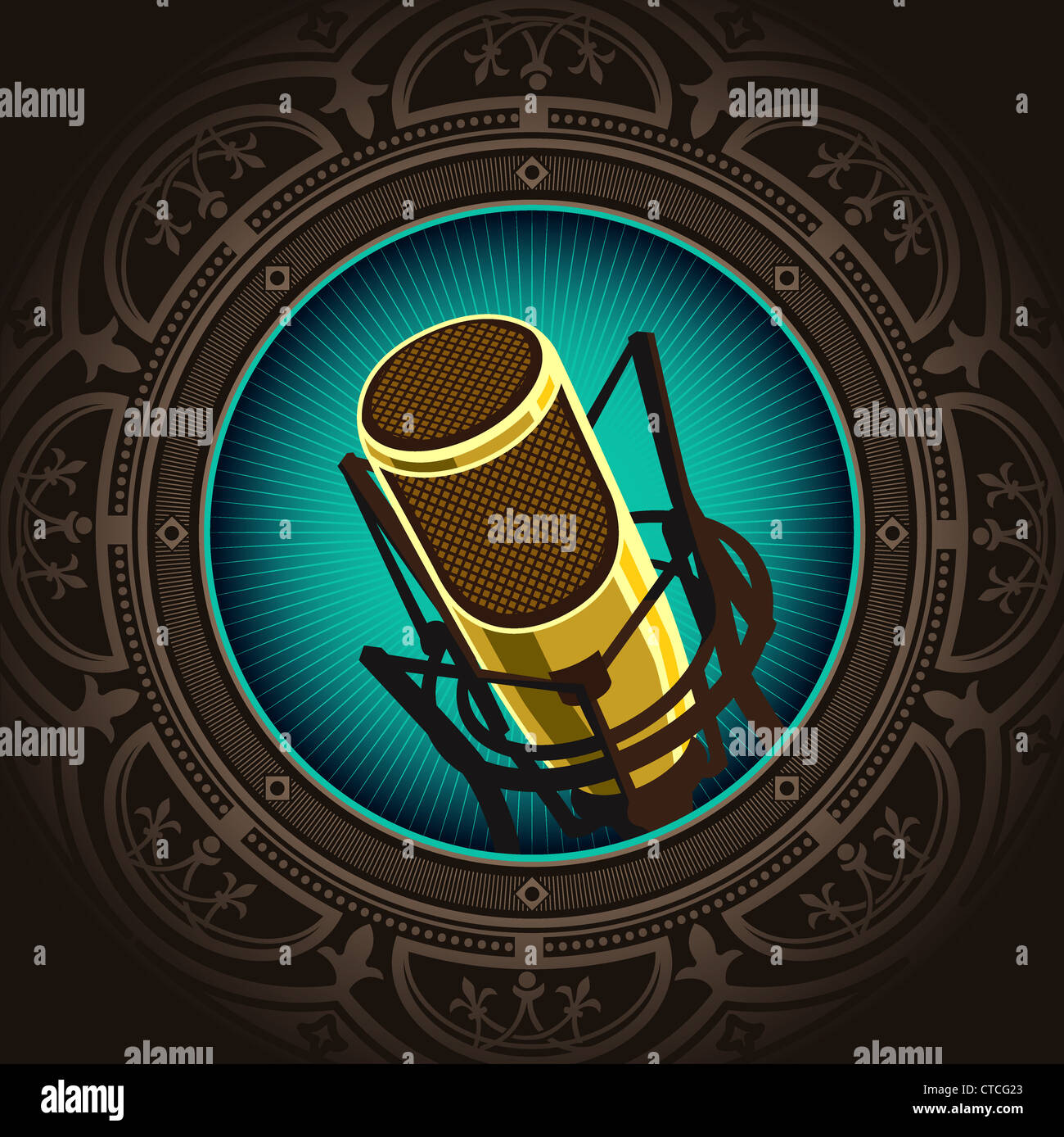 Stylized illustration of vintage microphone Stock Photo - Alamy