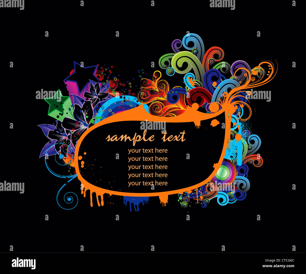 splash floral frame vector illustration Stock Photo - Alamy