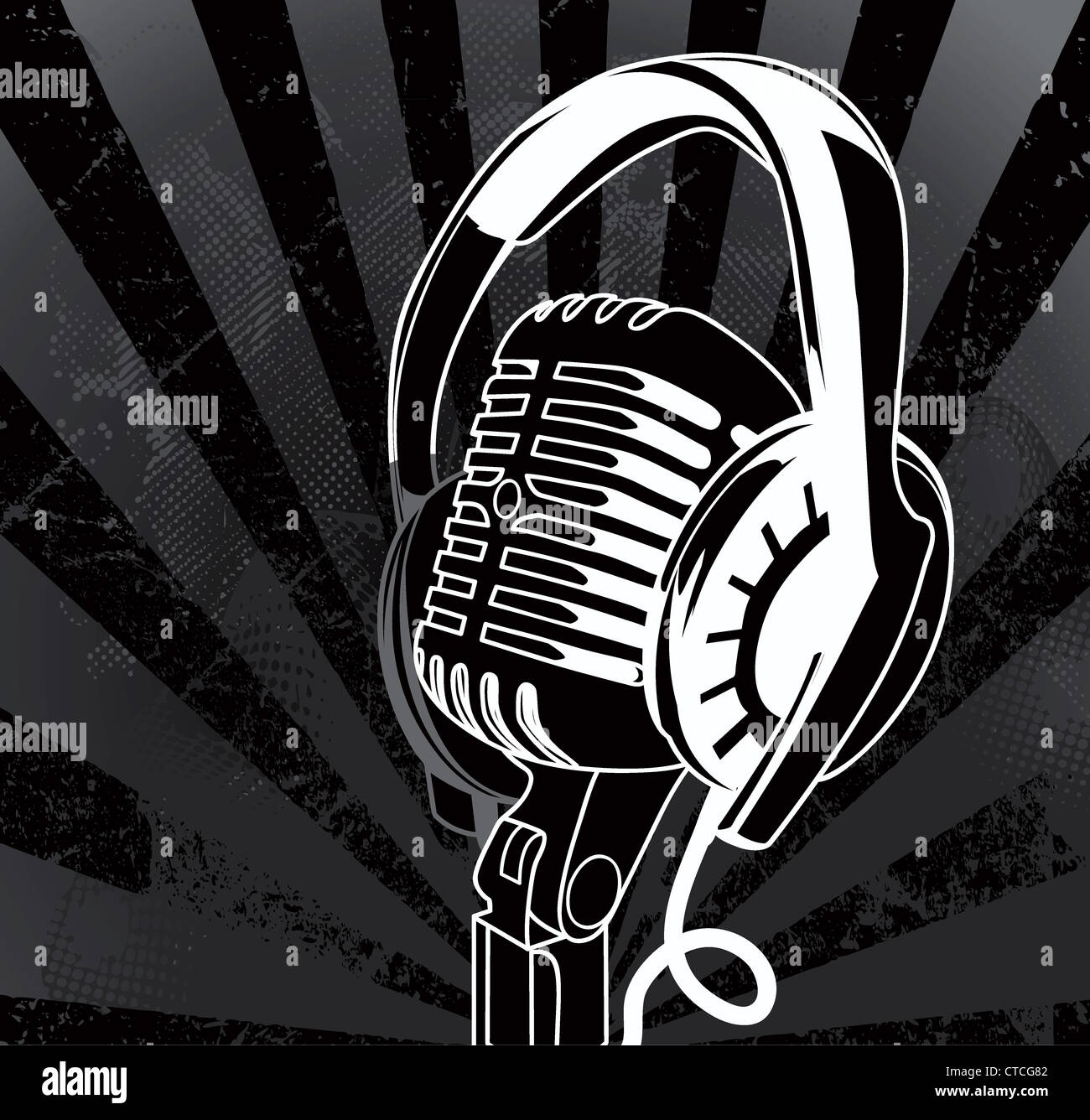 vector concert poster with microphone Stock Photo - Alamy