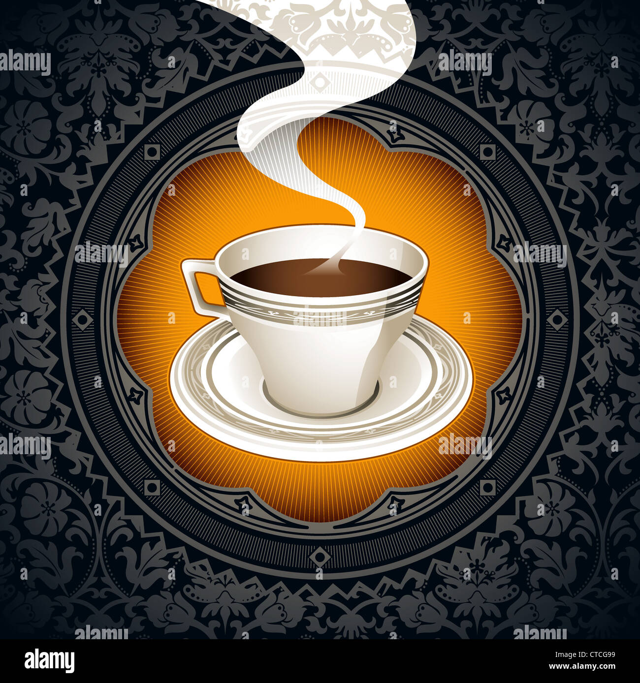 Vintage background with cup of coffee Stock Photo - Alamy