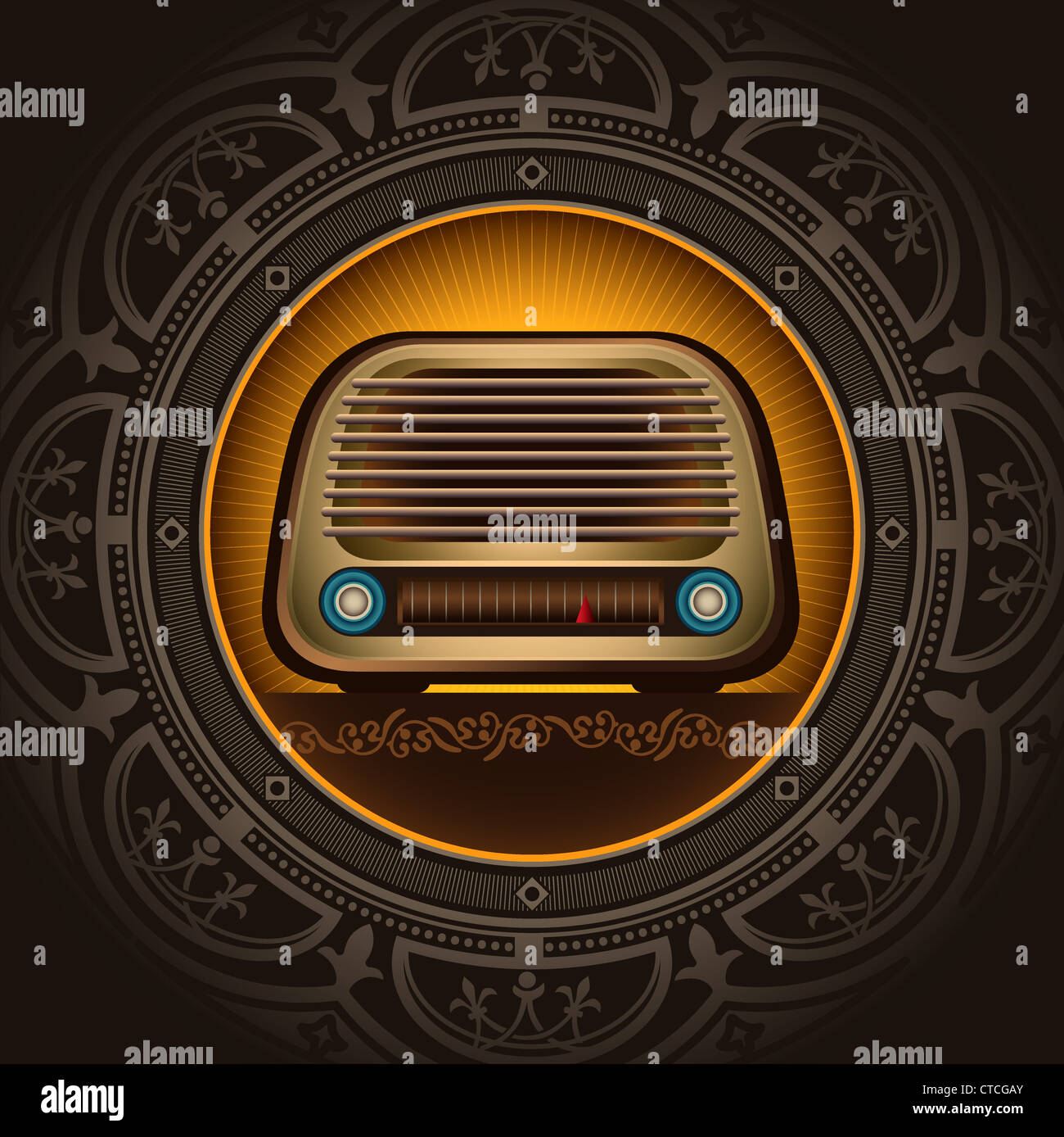 Vintage background with old radio Stock Photo - Alamy