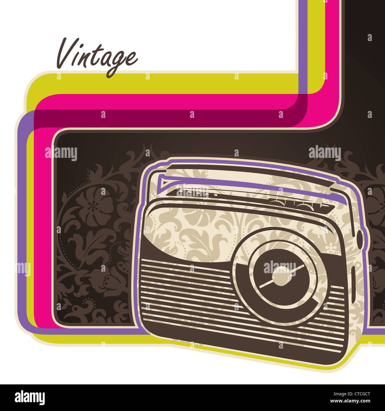 Vintage banner with old radio Stock Photo - Alamy