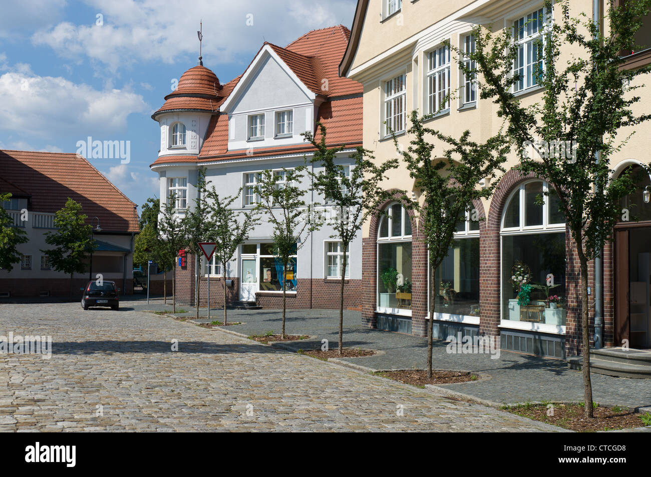 The old architecture Margahof. District Senftenberg, Brieske. Germany ...