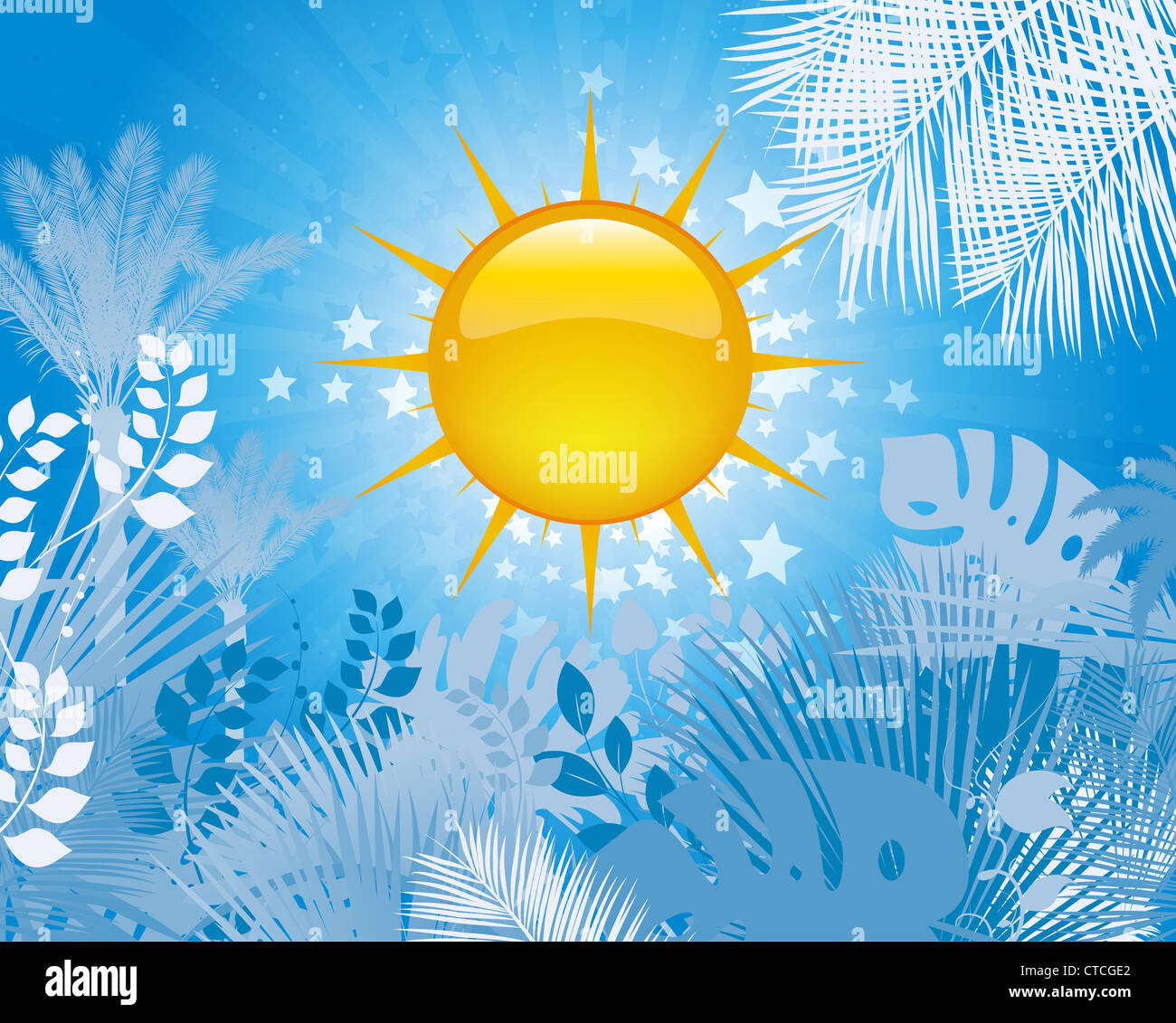 sun with floral vector illustration Stock Photo - Alamy