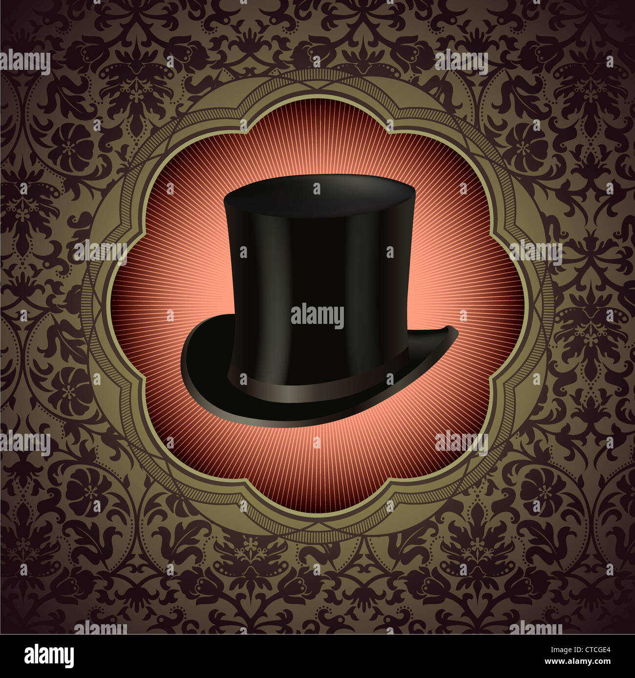 Vintage floral background with top hat Stock Photo - Alamy