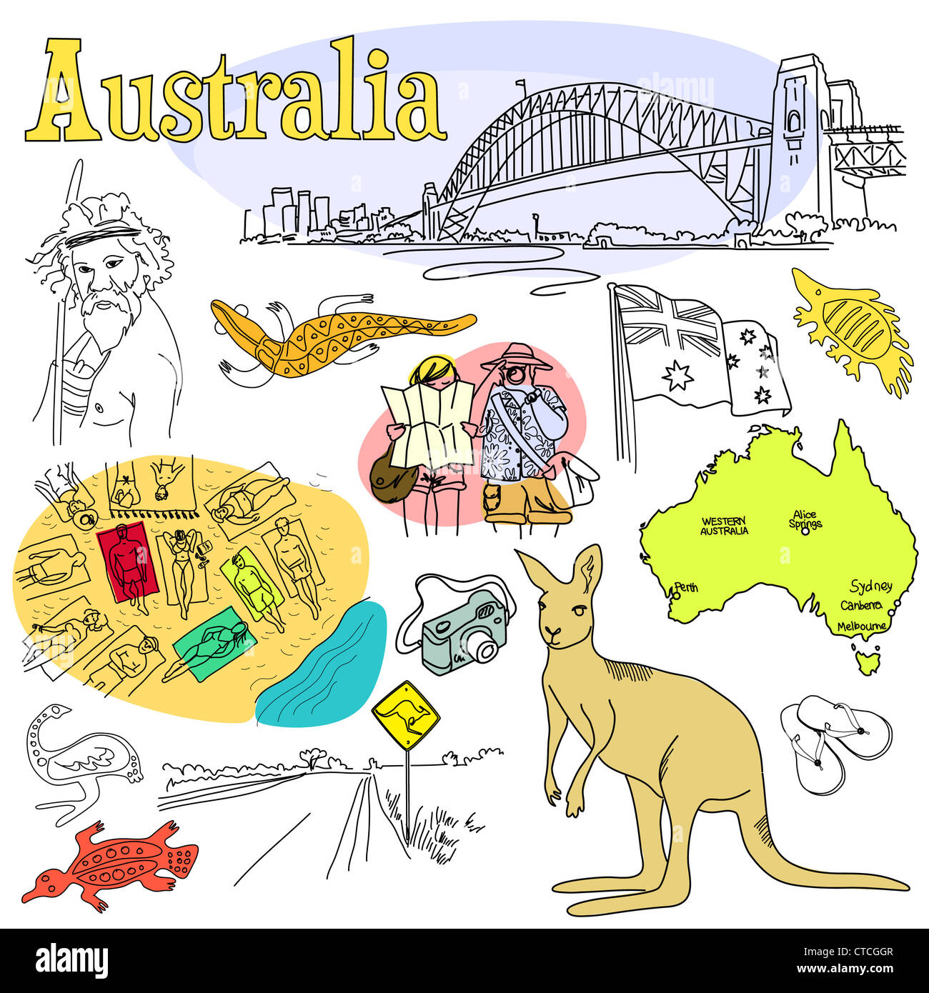 Australia doodles hi-res stock photography and images - Alamy