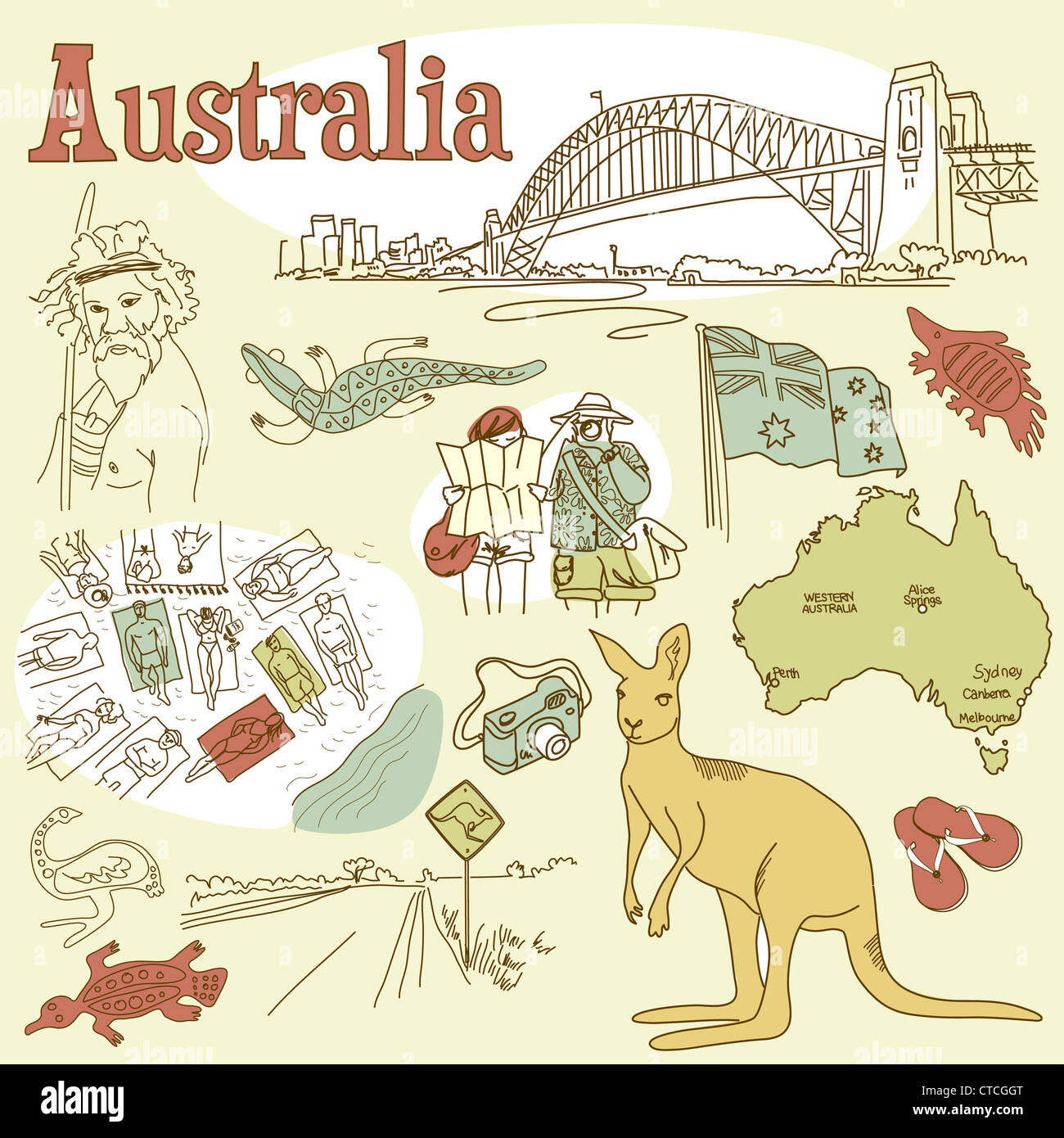 Australia doodles hi-res stock photography and images - Alamy