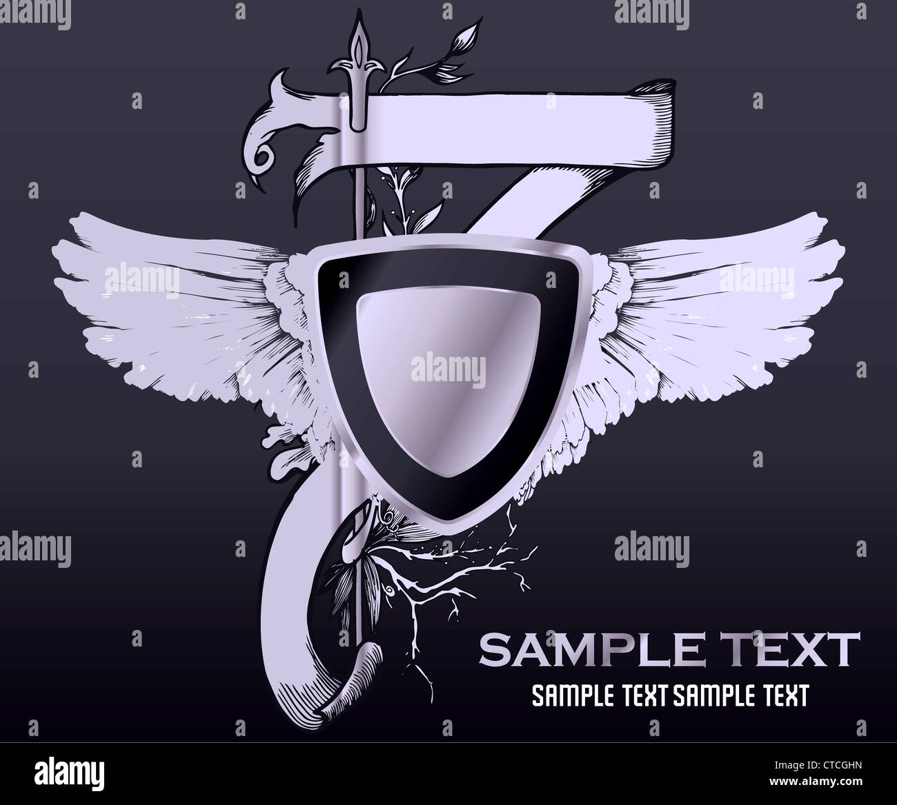 vintage emblem with shield vector illustration Stock Photo - Alamy