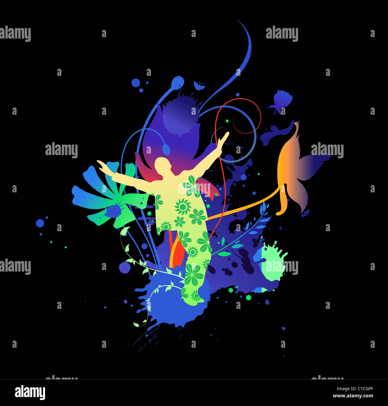 floral with splash vector illustration Stock Photo - Alamy