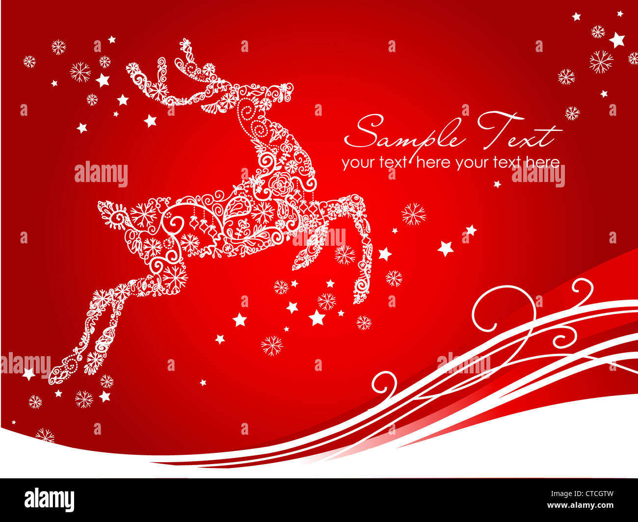 Beautiful Reindeer on Red background Stock Photo - Alamy