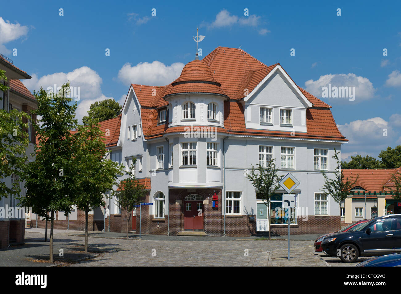 The old architecture Margahof. District Senftenberg, Brieske. Germany ...