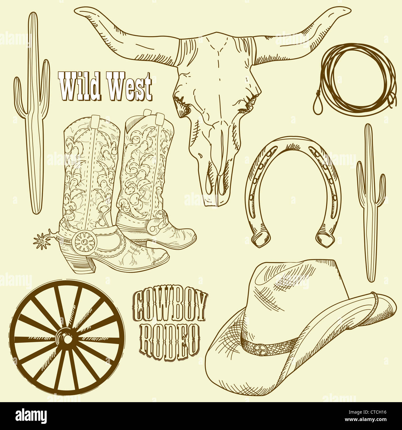 Wild West Western Set Stock Photo - Alamy