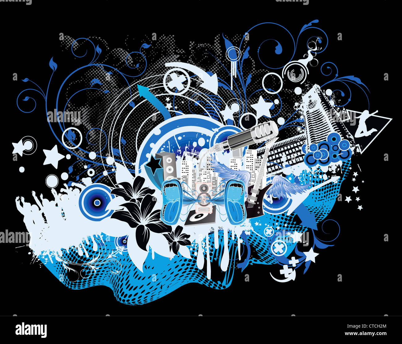 grunge concert poster vector illustration Stock Photo - Alamy