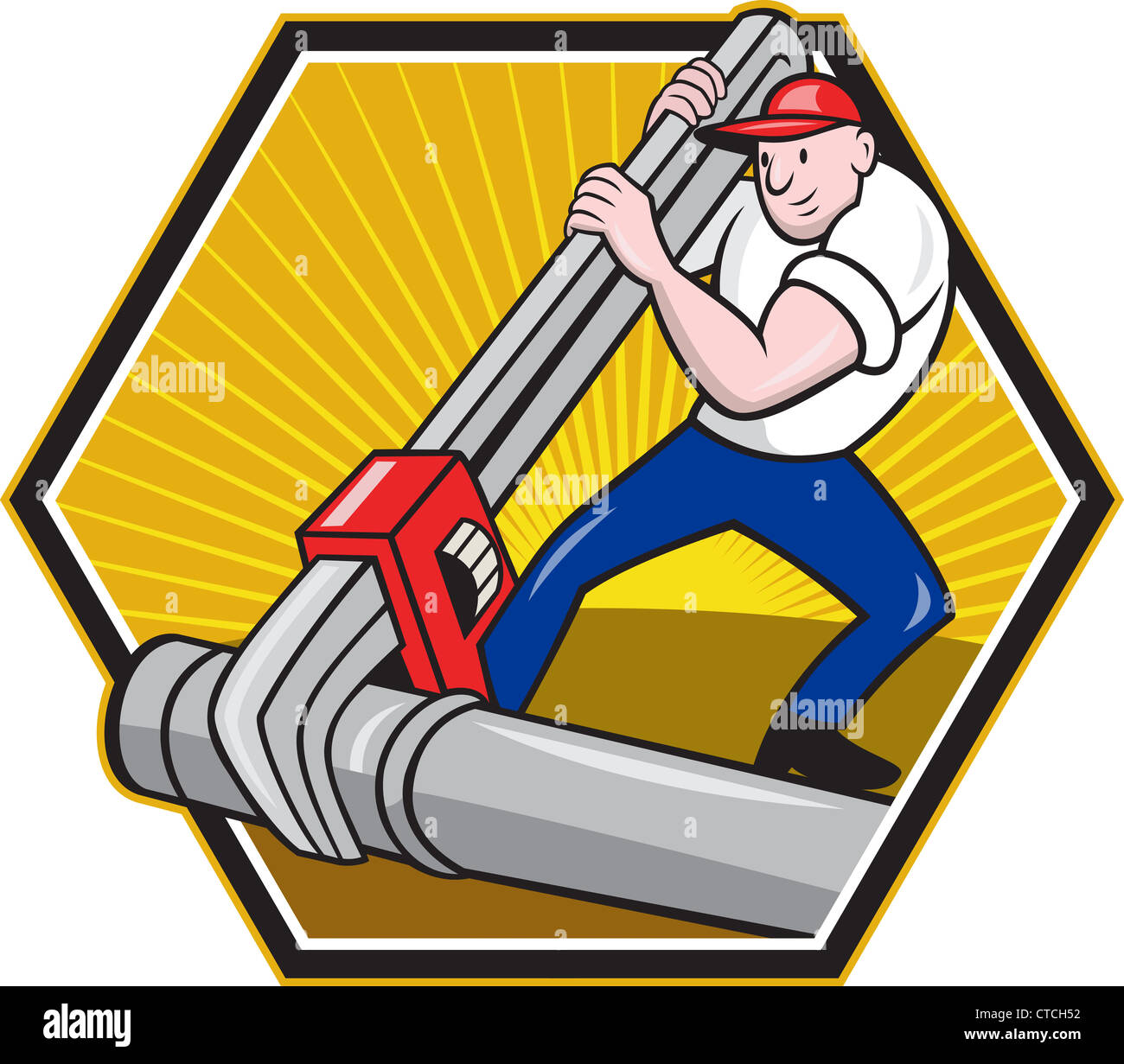 Cartoon illustration of a plumber worker repairman tradesman with ...
