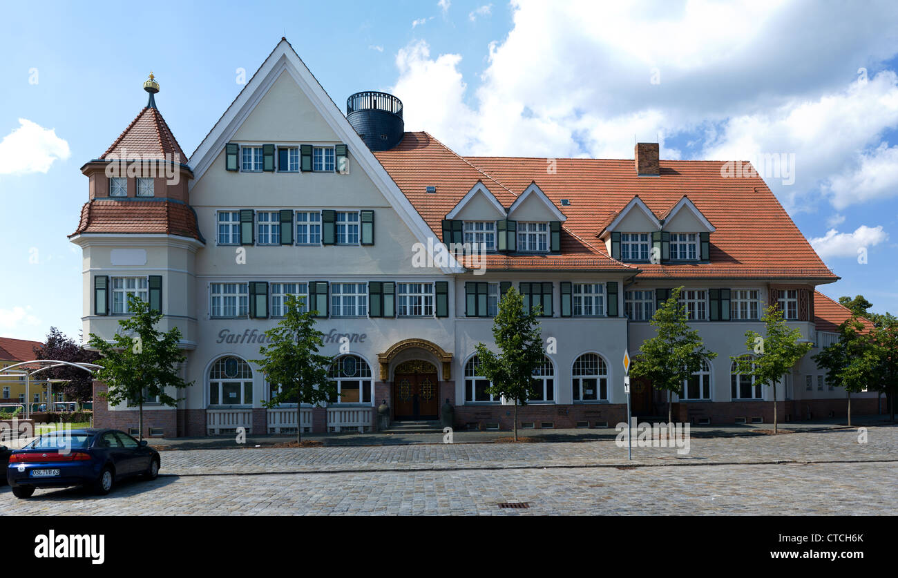 The old architecture Margahof. District Senftenberg, Brieske. Germany ...